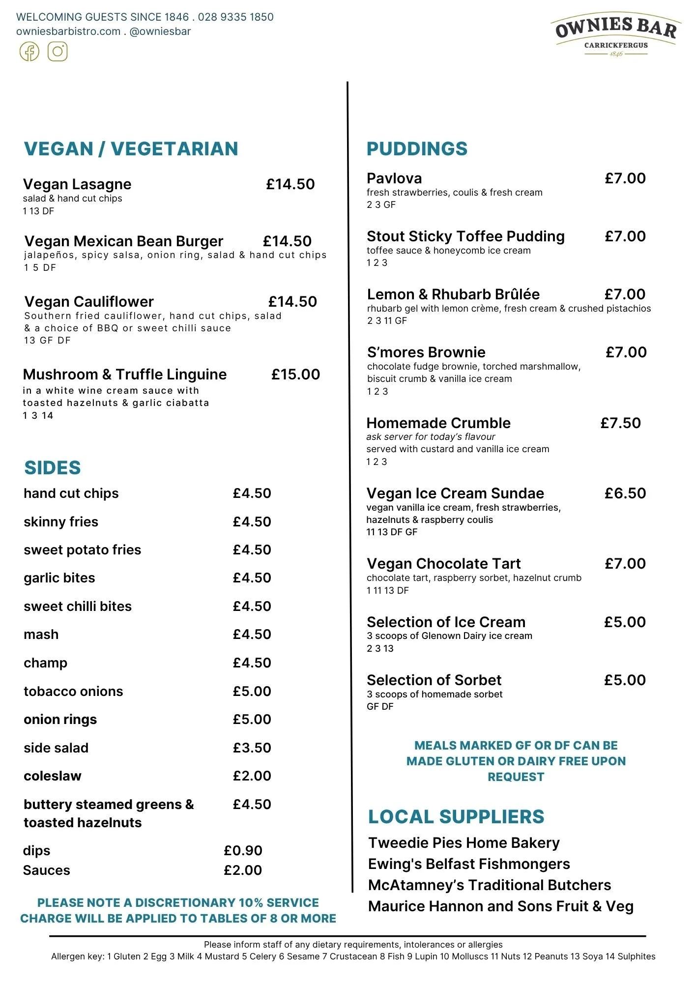 Dinner — Ownies Bar and Bistro