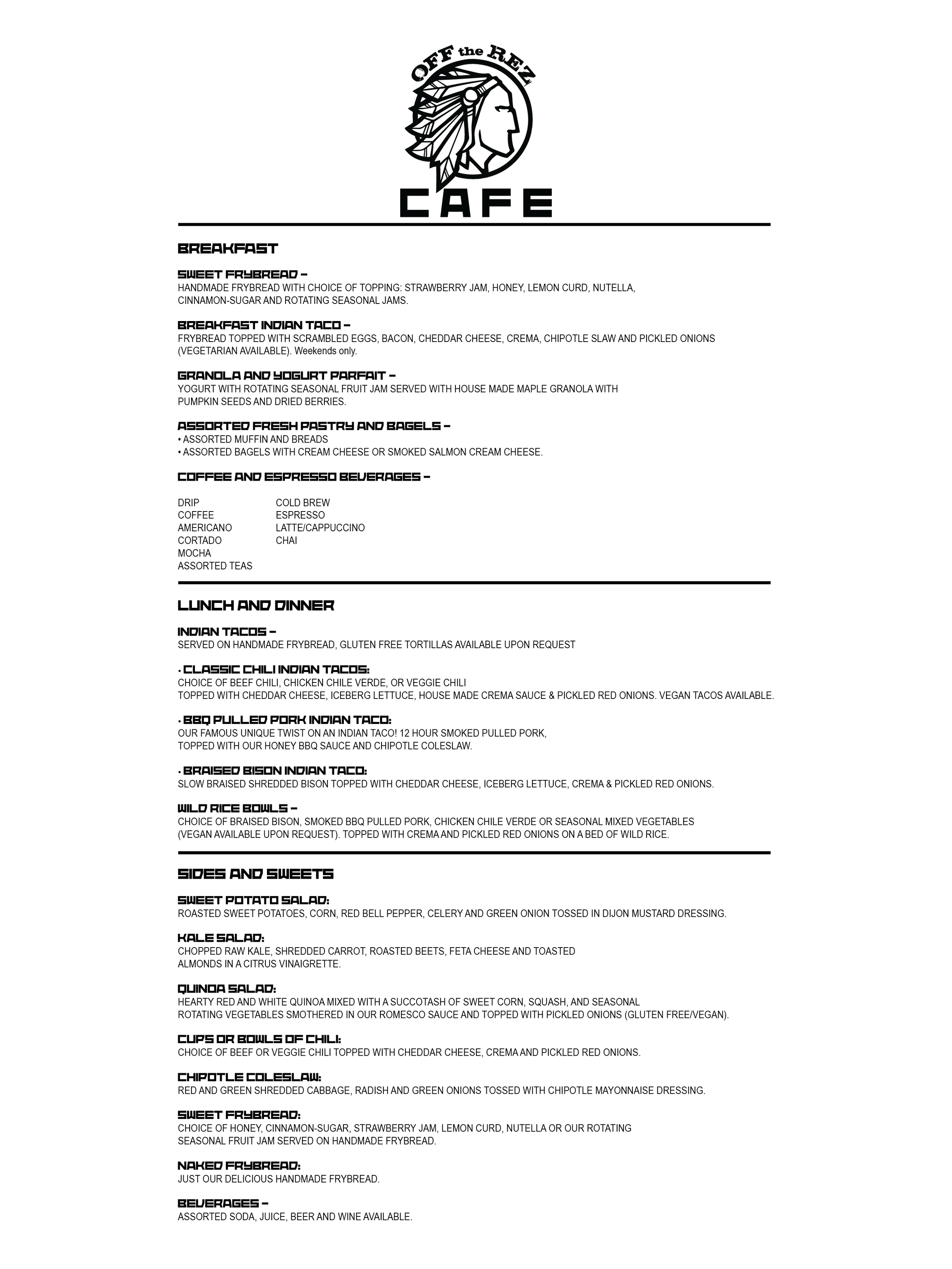 Cafe — Off the Rez