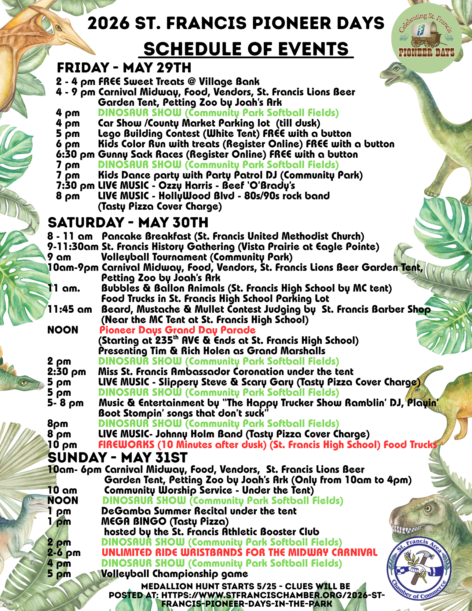 2026 St. Francis Pioneer Days in the Park — St. Francis Chamber