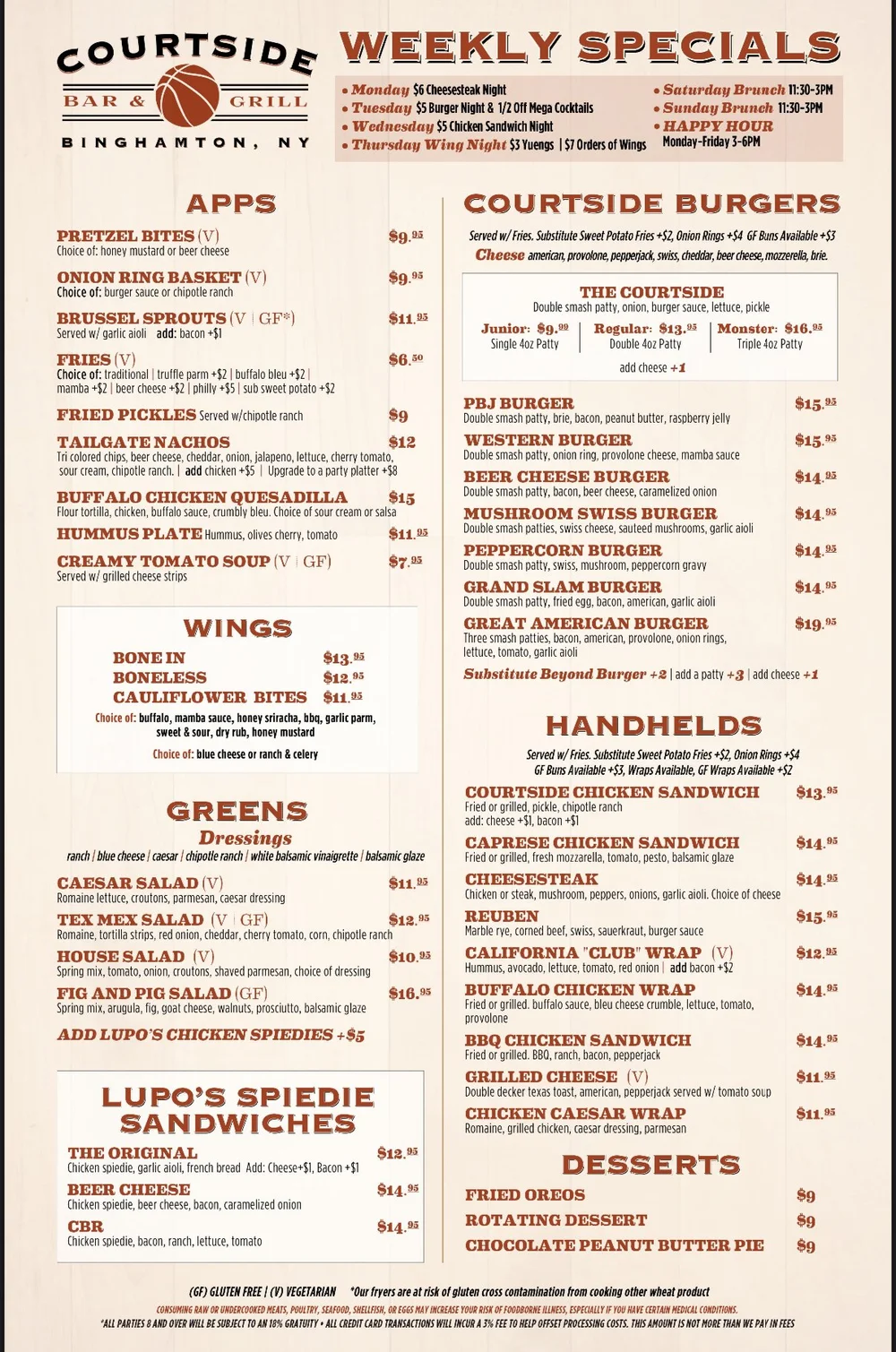 Menu — COURTSIDE BAR AND GRILLE