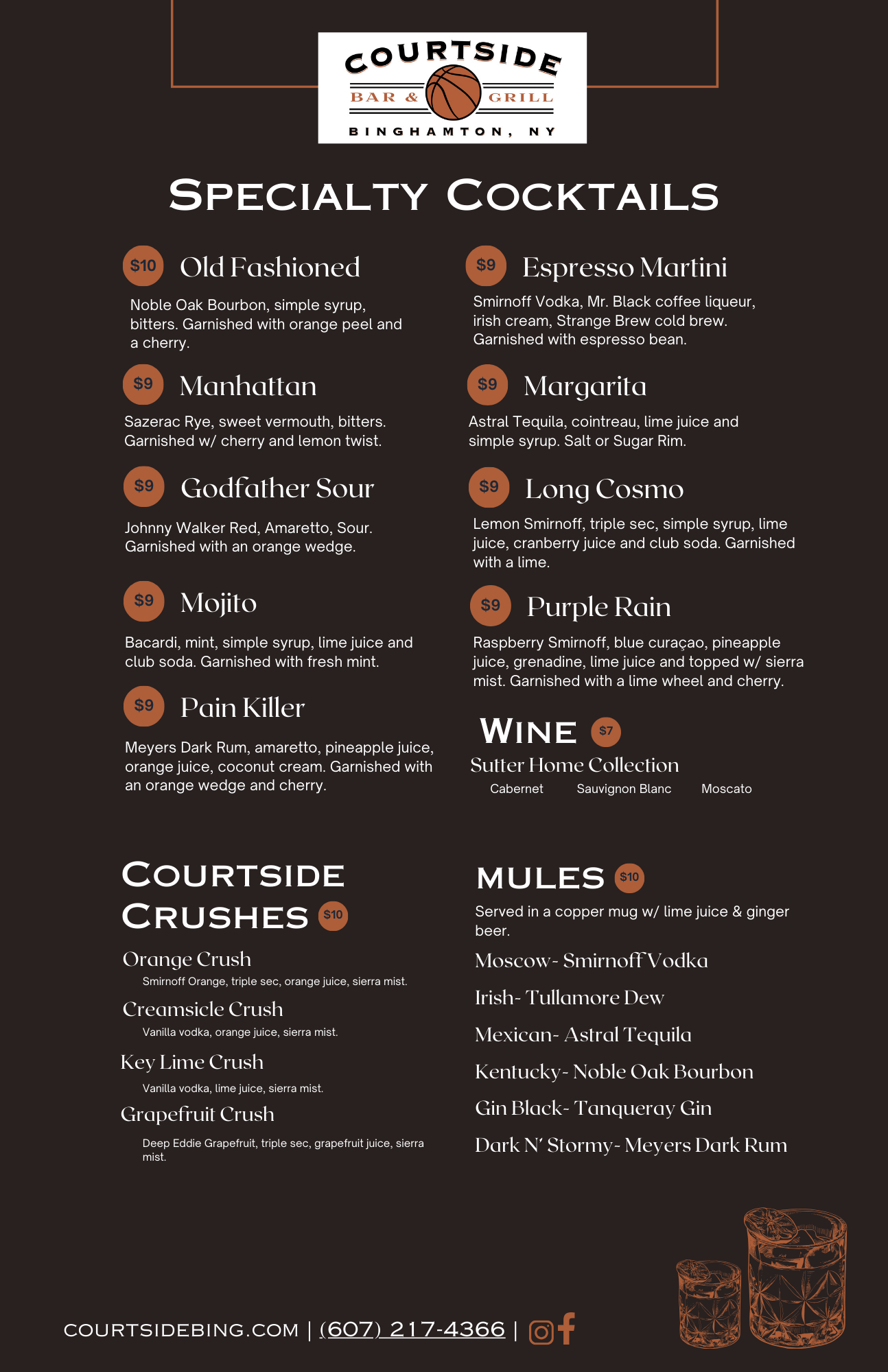 Menu — COURTSIDE BAR AND GRILLE