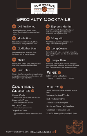 Menu — COURTSIDE BAR AND GRILLE