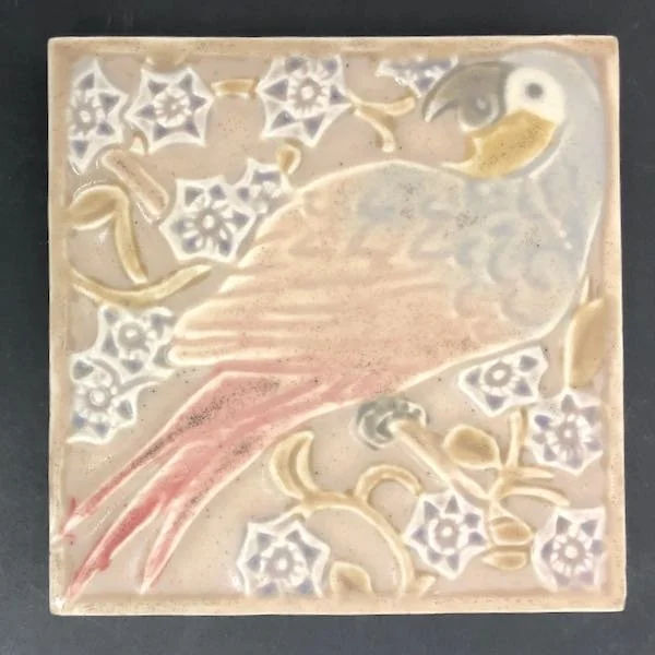 Rookwood Parrot Tile Trivet — Wells Antique Tile & Pottery