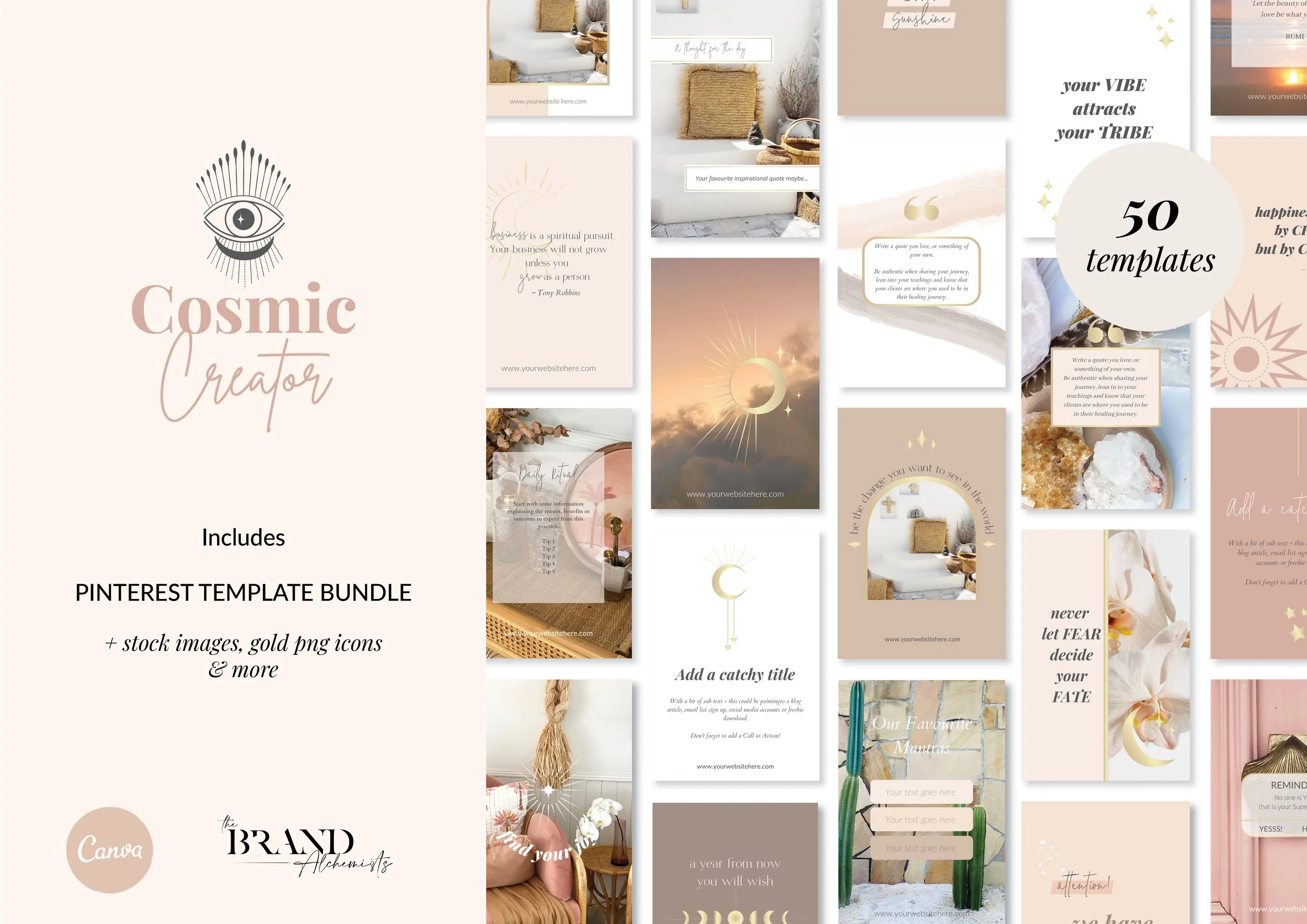 Cosmic Creator Instagram Post Templates Boho | Editable neutral Social ...