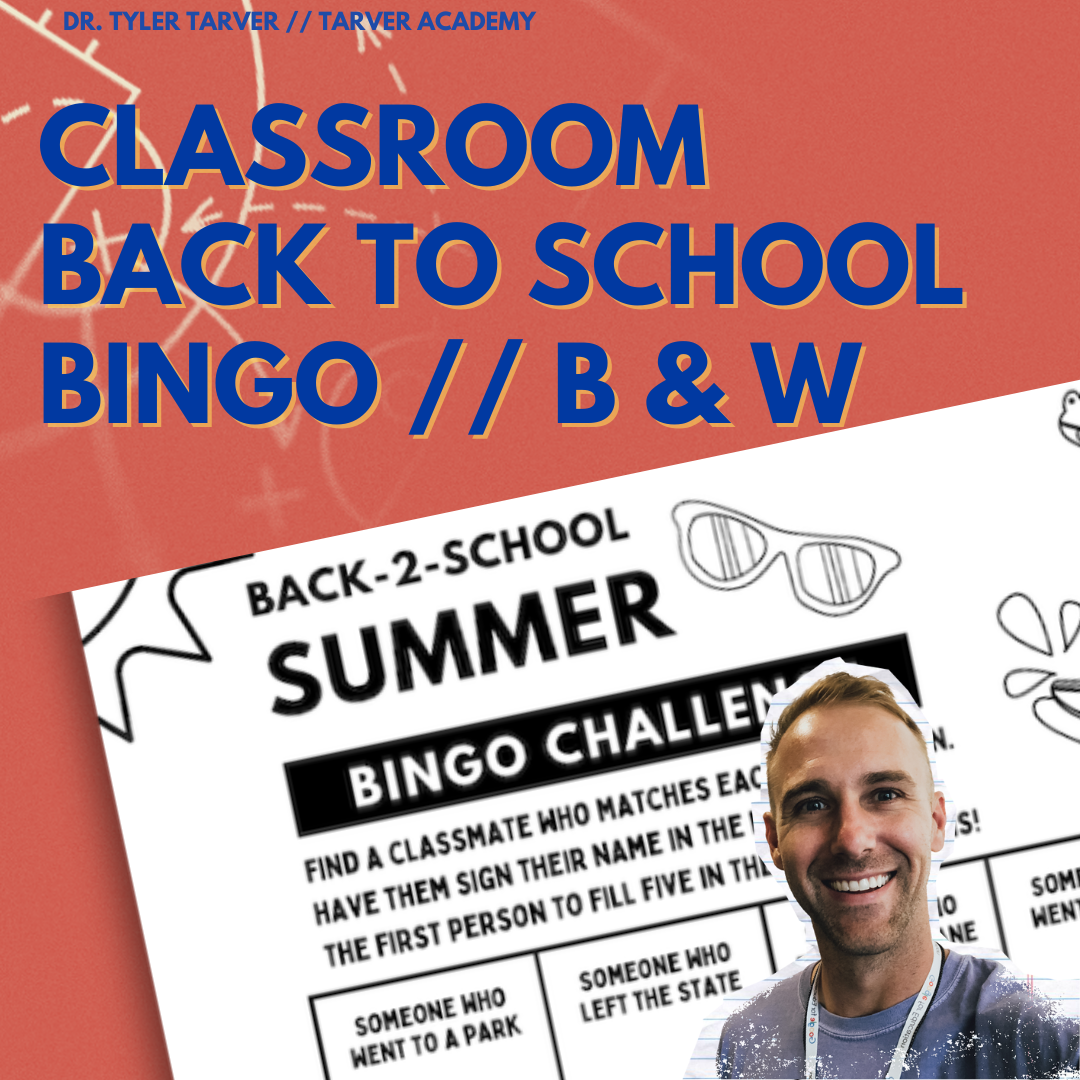 Back to School Bingo - Black & White — Tarver Academy