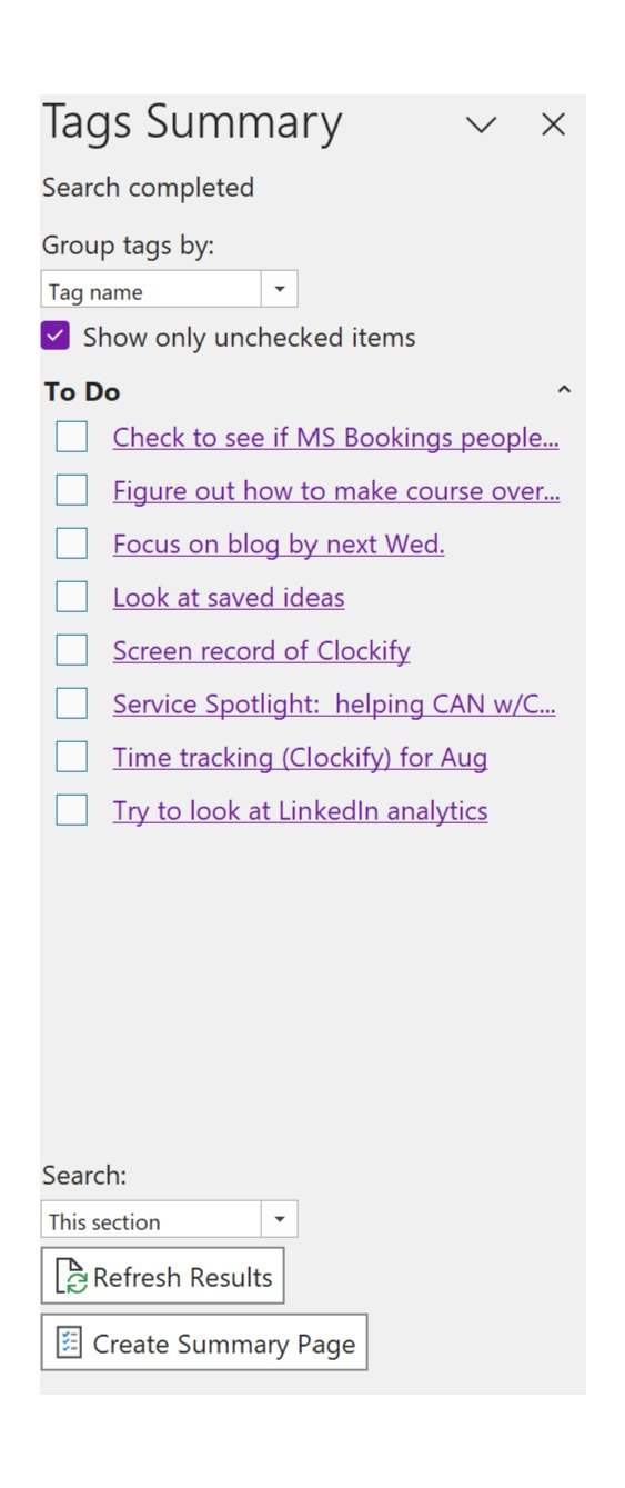 Using Tagging in Microsoft OneNote — Arranging Time