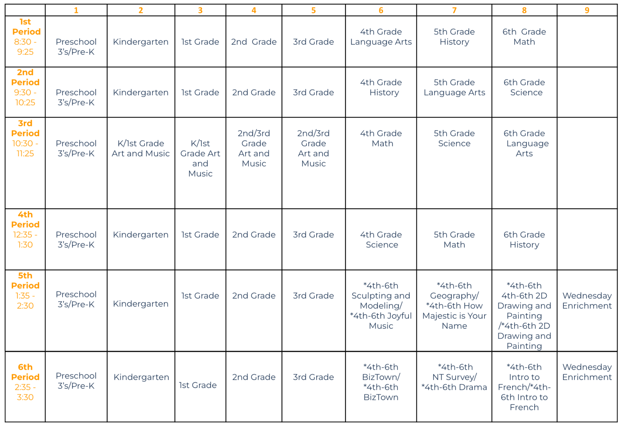 Class Schedules — Northpoint Classes