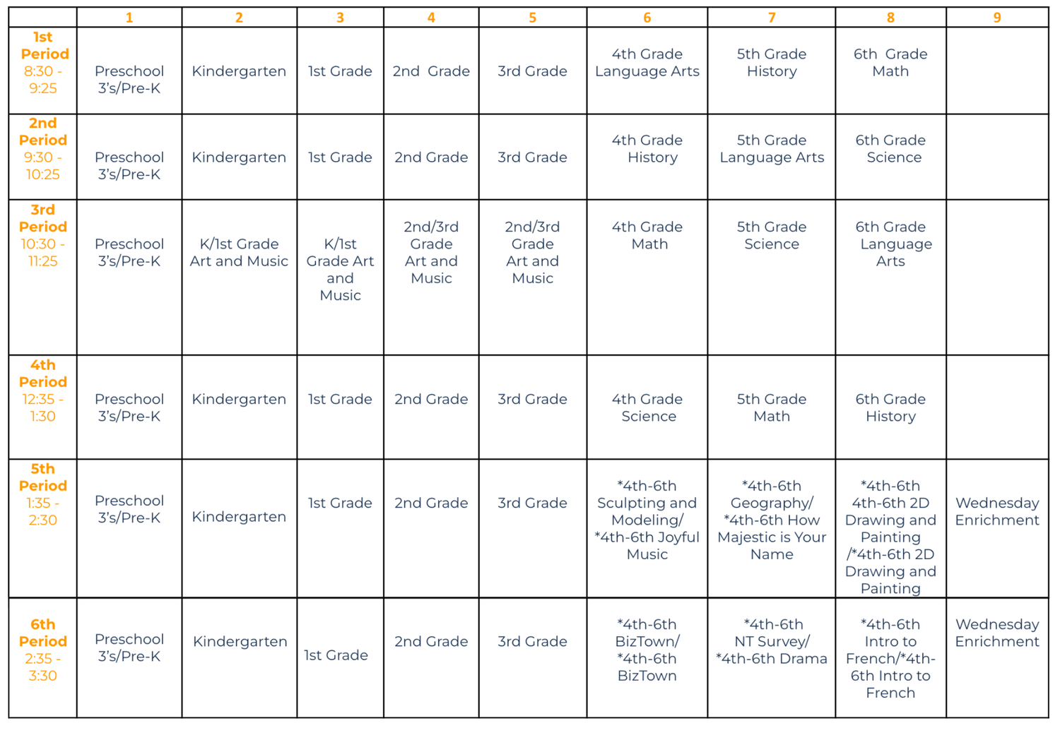 Class Schedules — Northpoint Classes