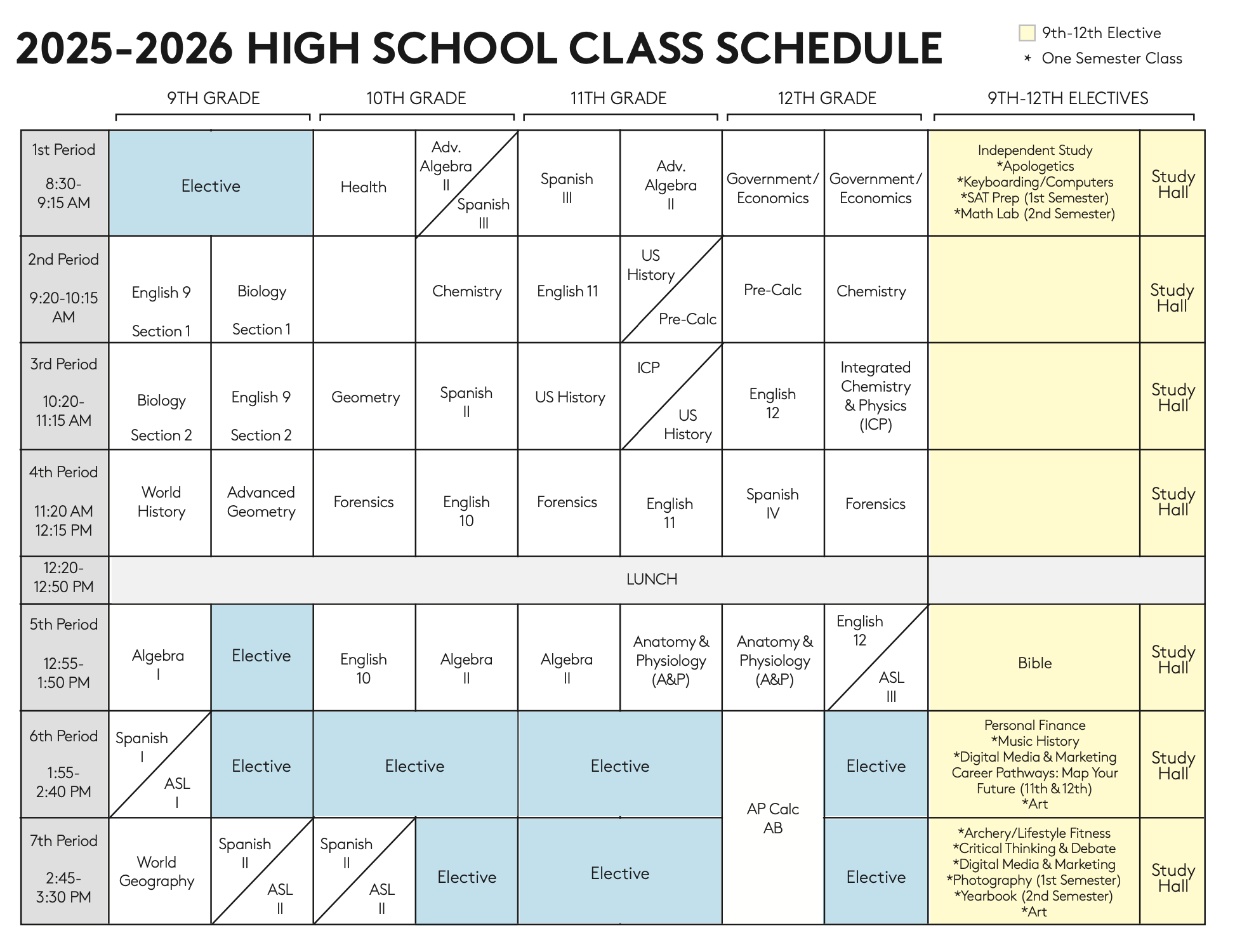 Class Schedules — Northpoint Classes