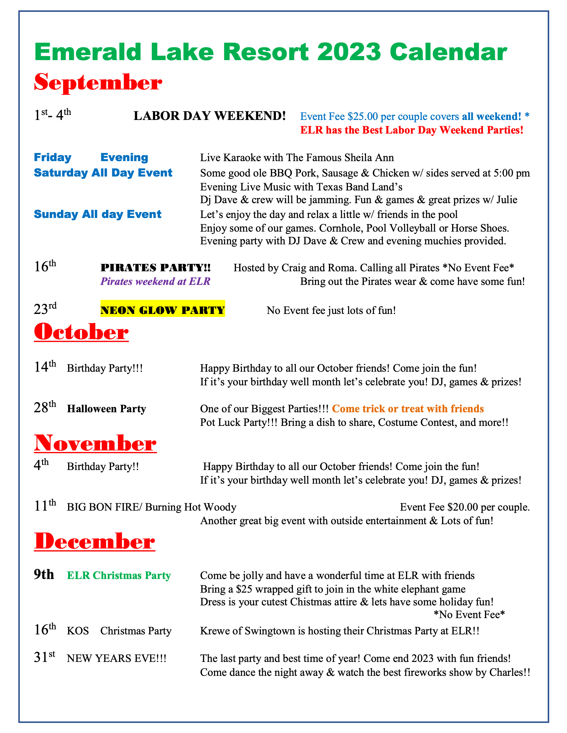 General 1 — Emerald Lake Resort