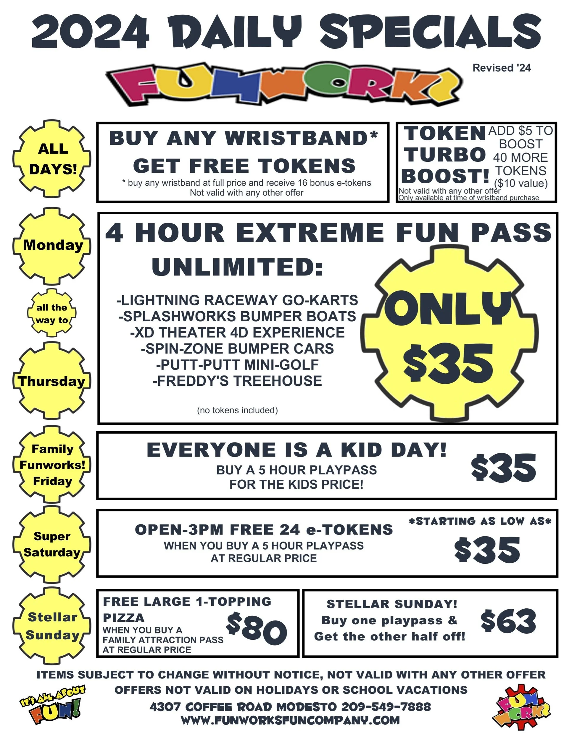 Pricing & Daily Specials — Funworks Modesto