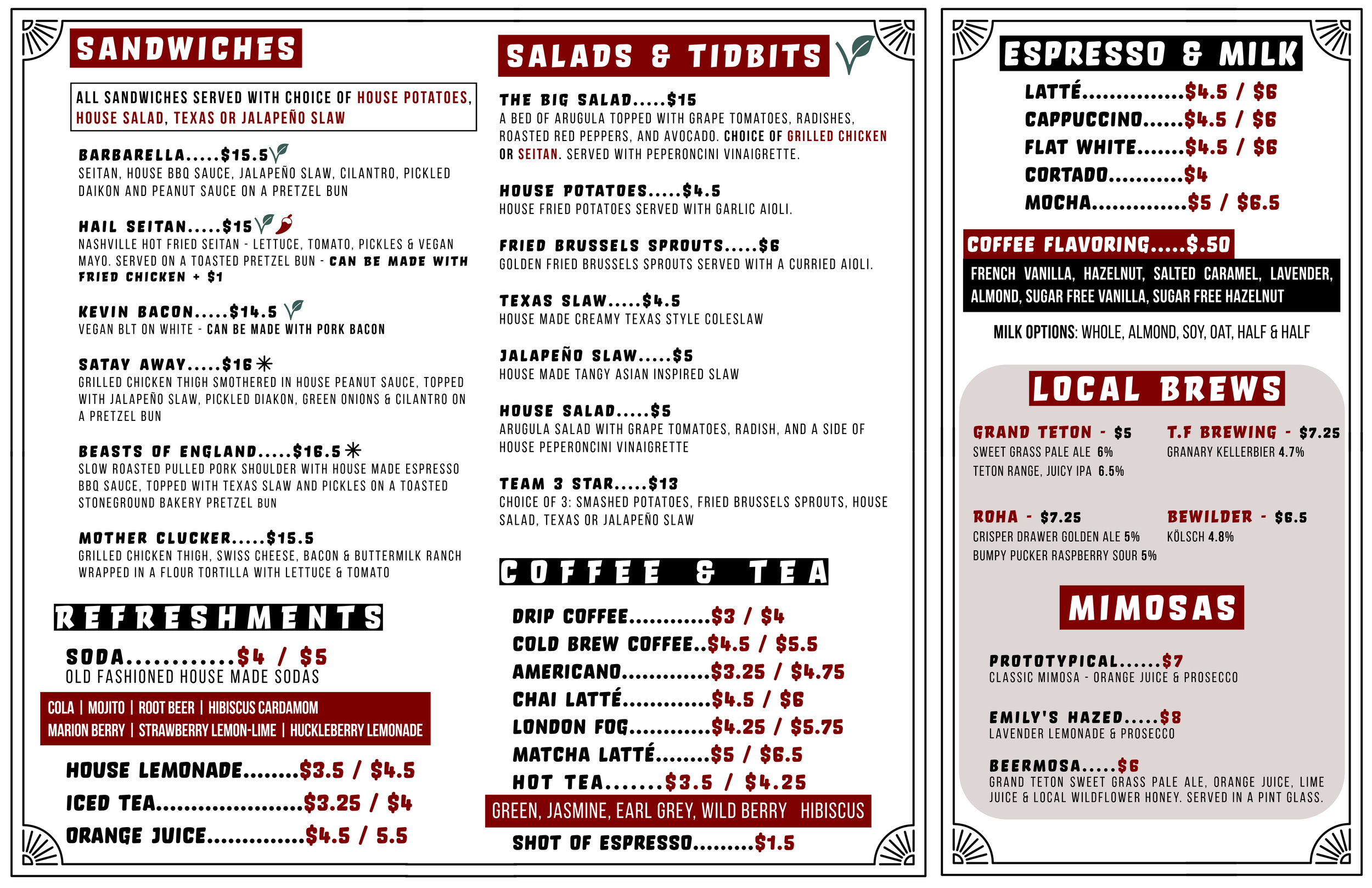 Food Menu — The Goat Head