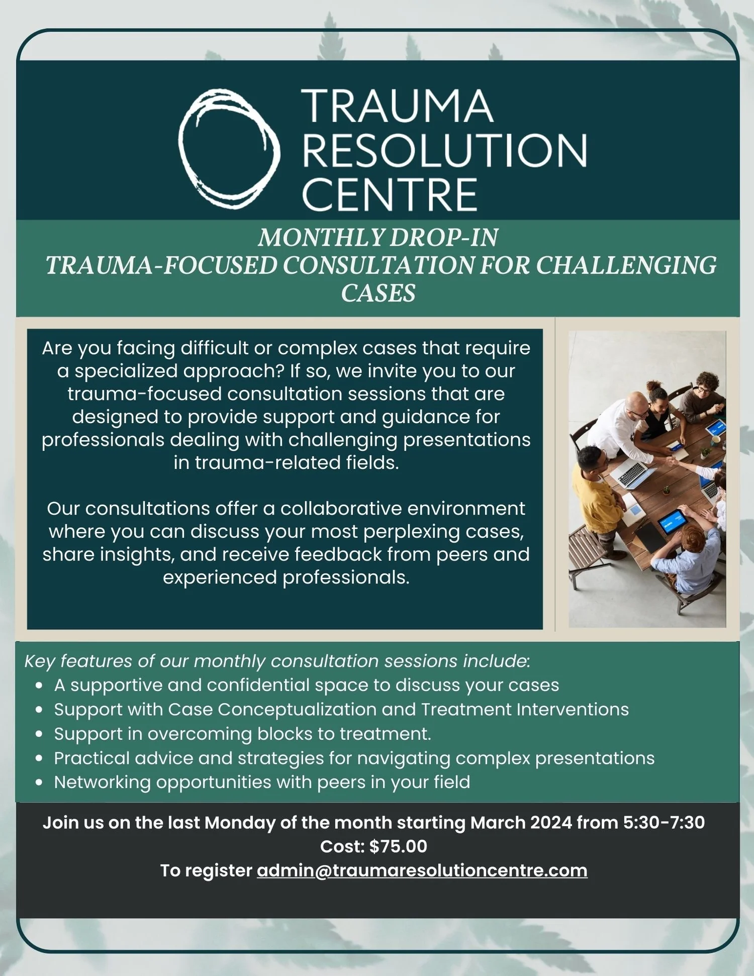 Therapist Consulting & Training — Trauma Resolution Centre