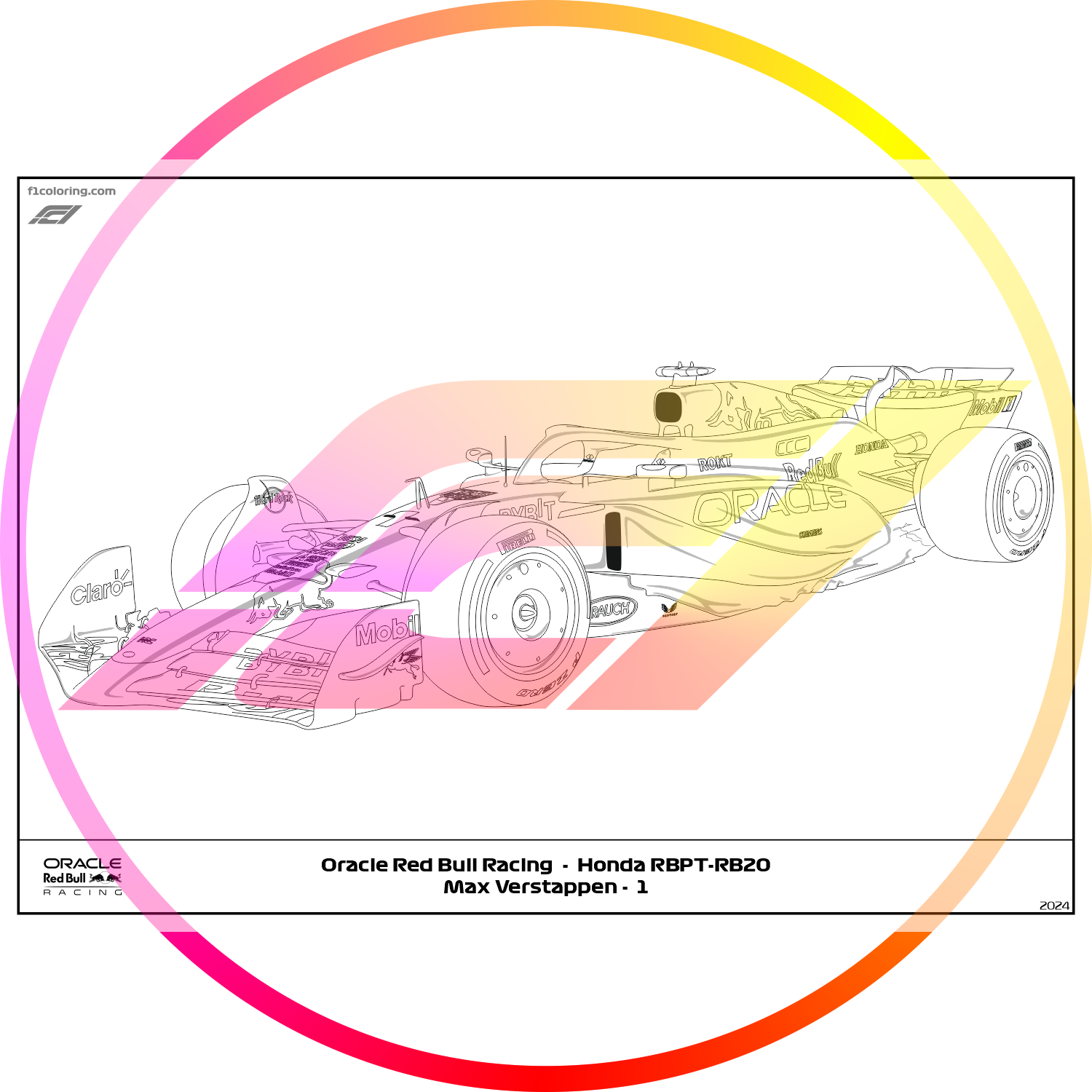 Max Verstappen RB20 coloring page — f1coloring