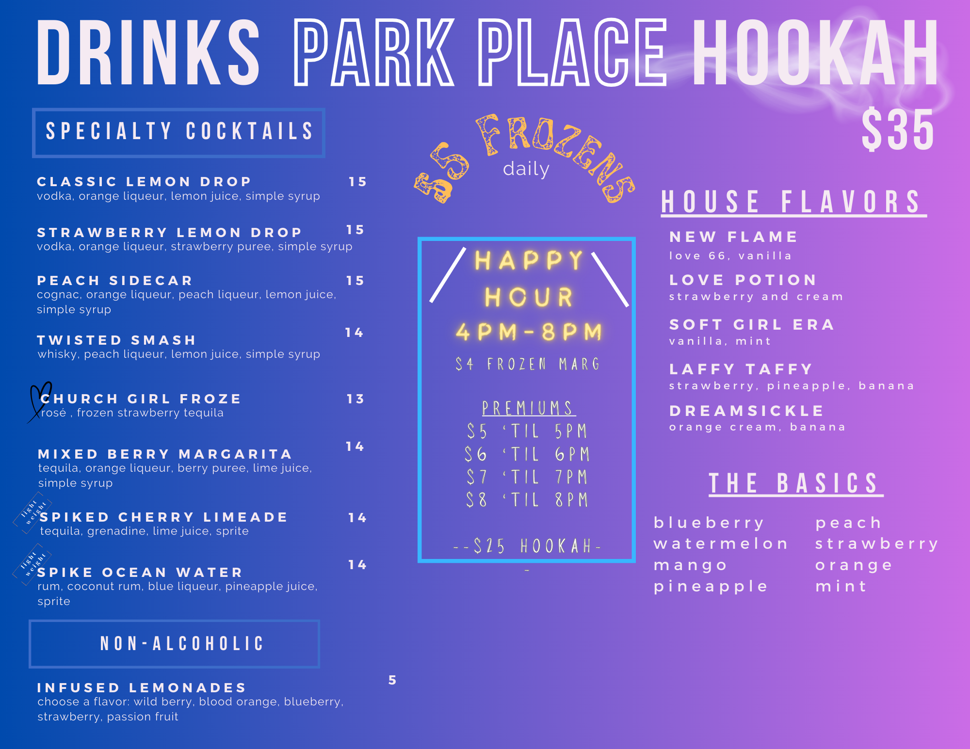Menu — Park Place