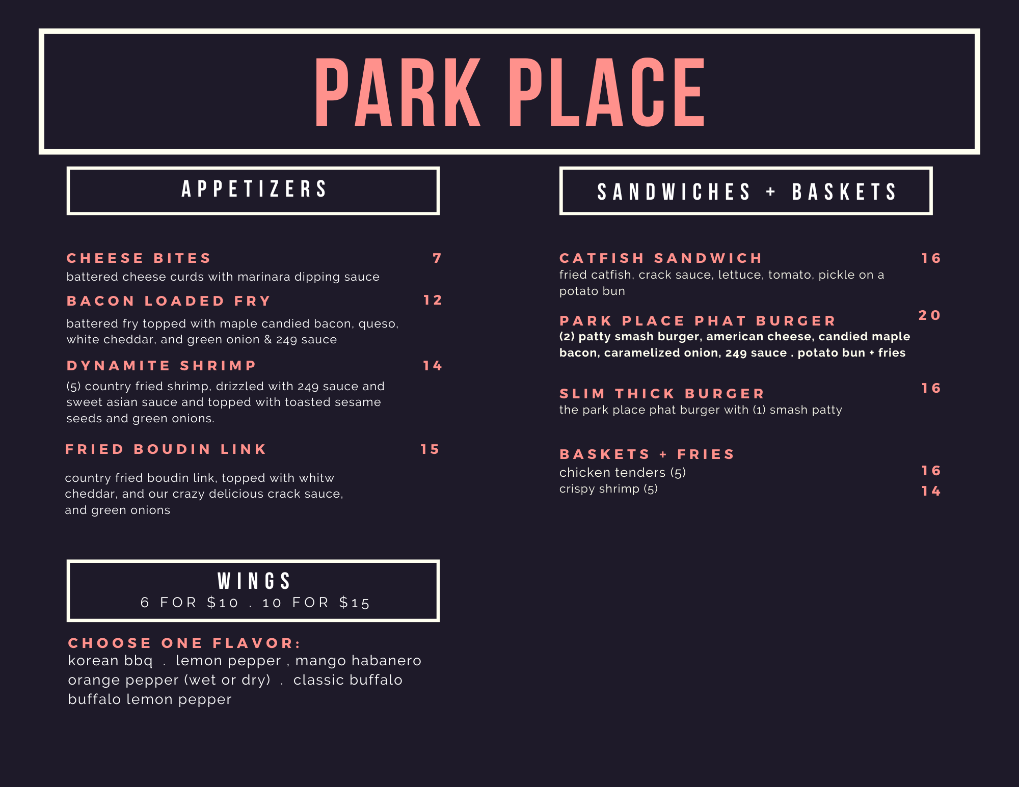 Our Menus