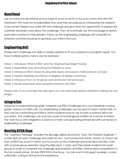 Bible Story STEM Challenges — Little Seeds Co.