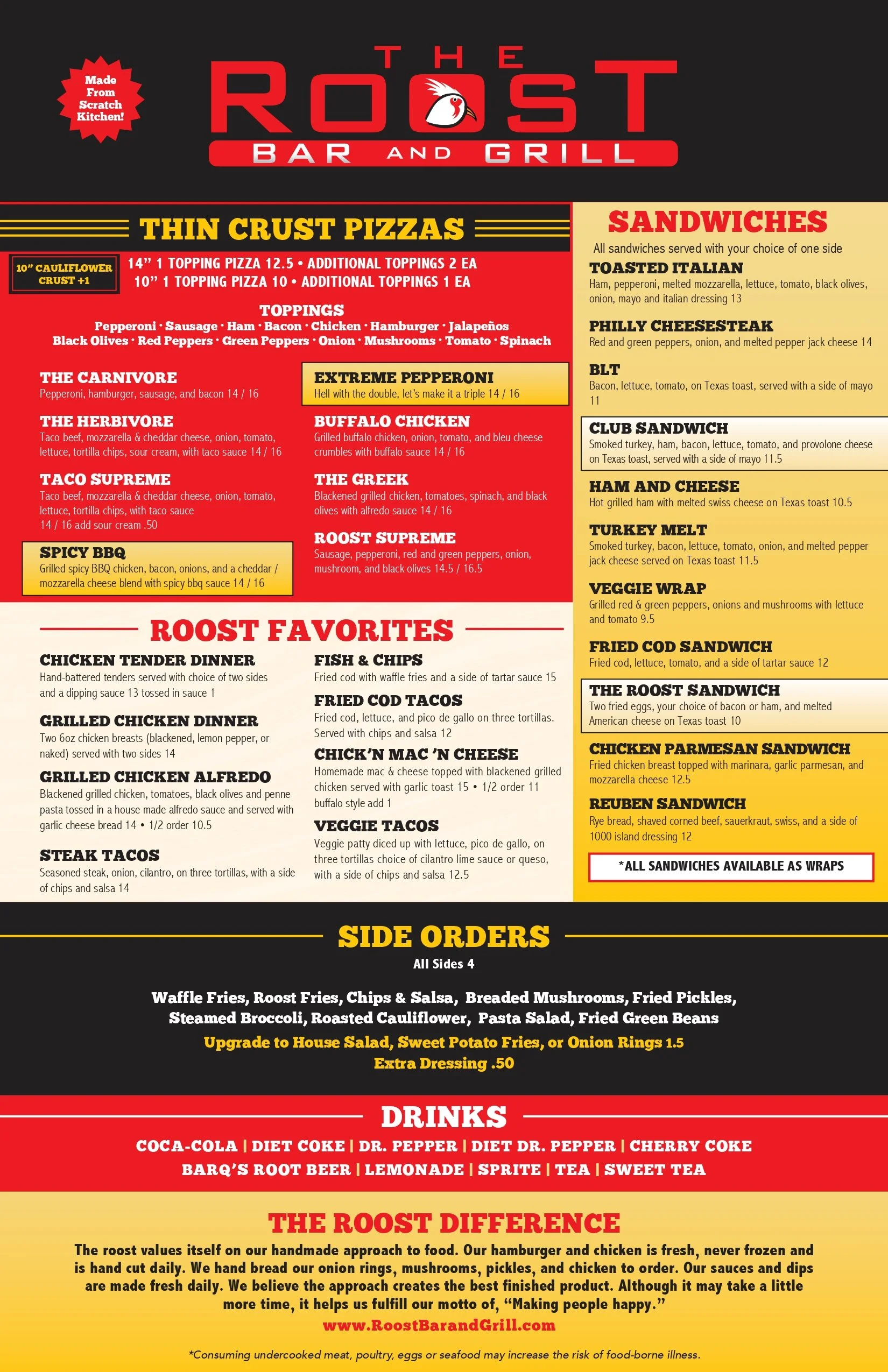Menu — The Roost Bar and Grill