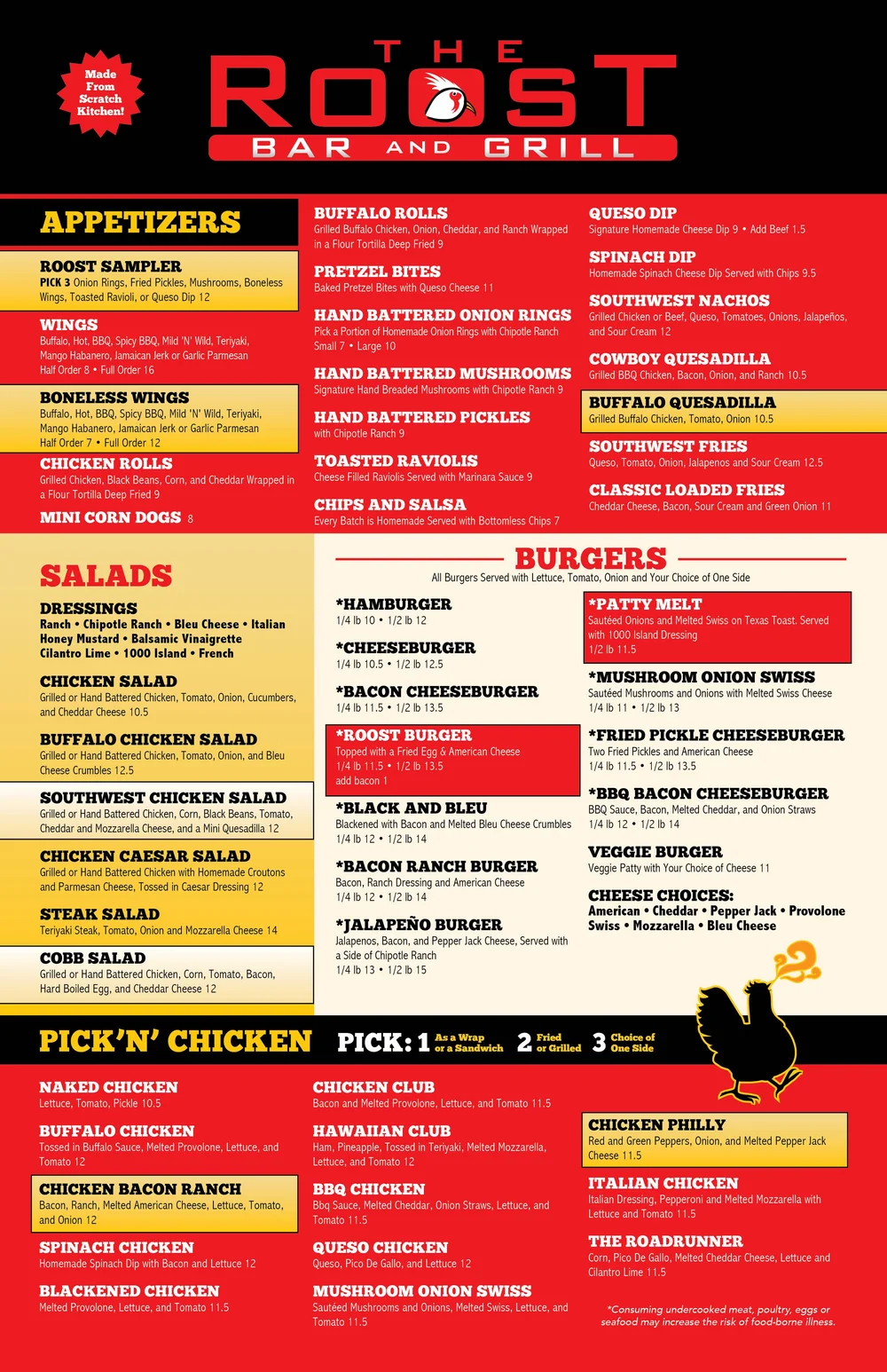 Menu — The Roost Bar and Grill