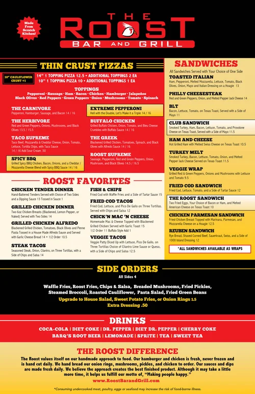 Menu — The Roost Bar and Grill
