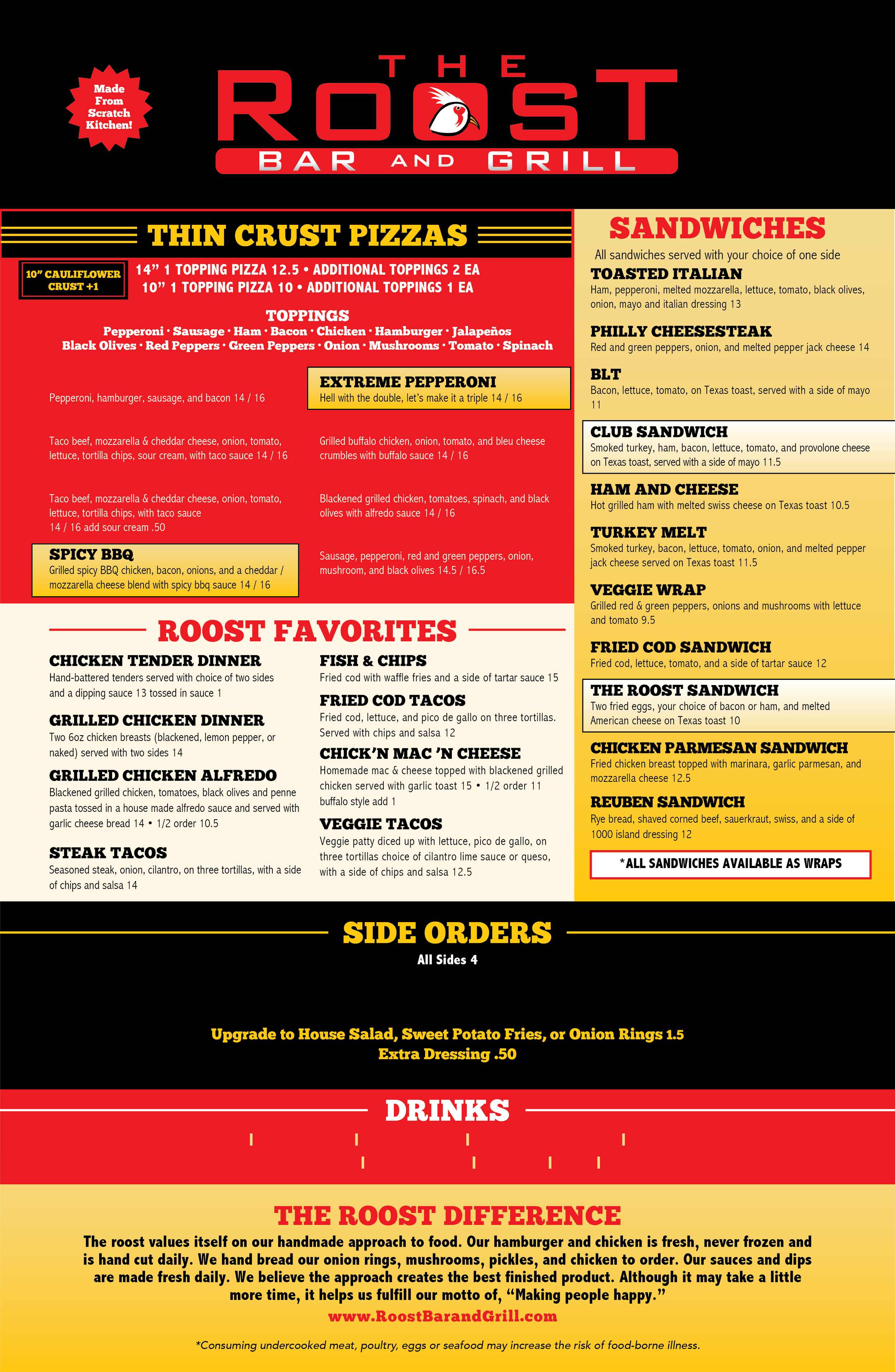 Menu — The Roost Bar and Grill