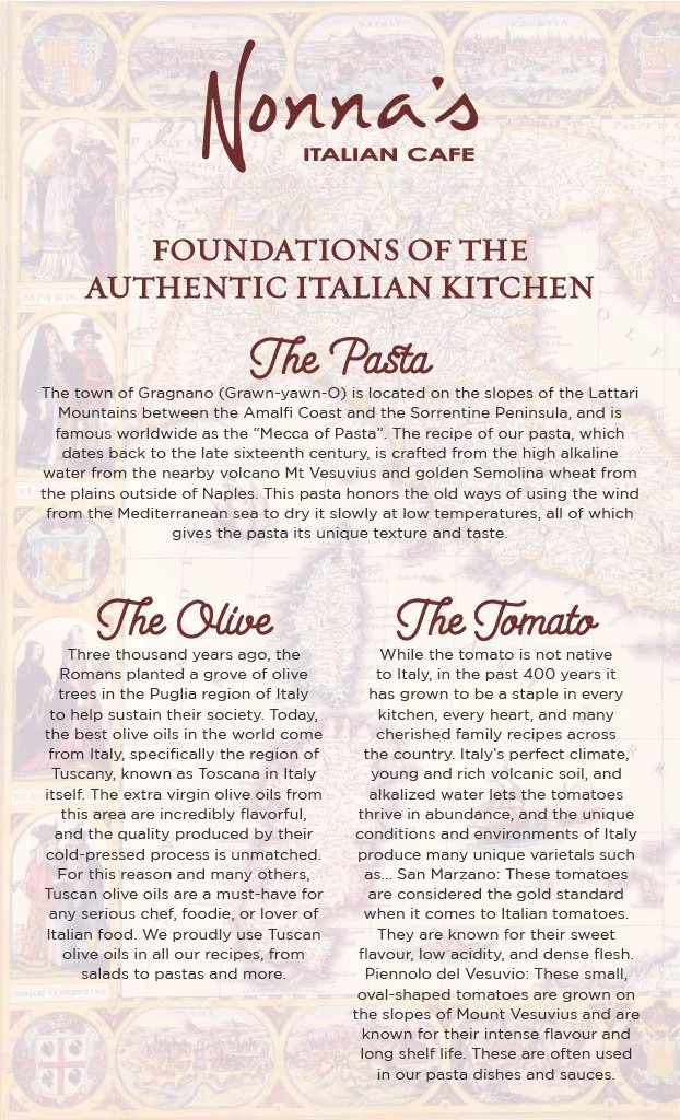Menu — Nonna's Restaurant | Nonna's Italian Travel