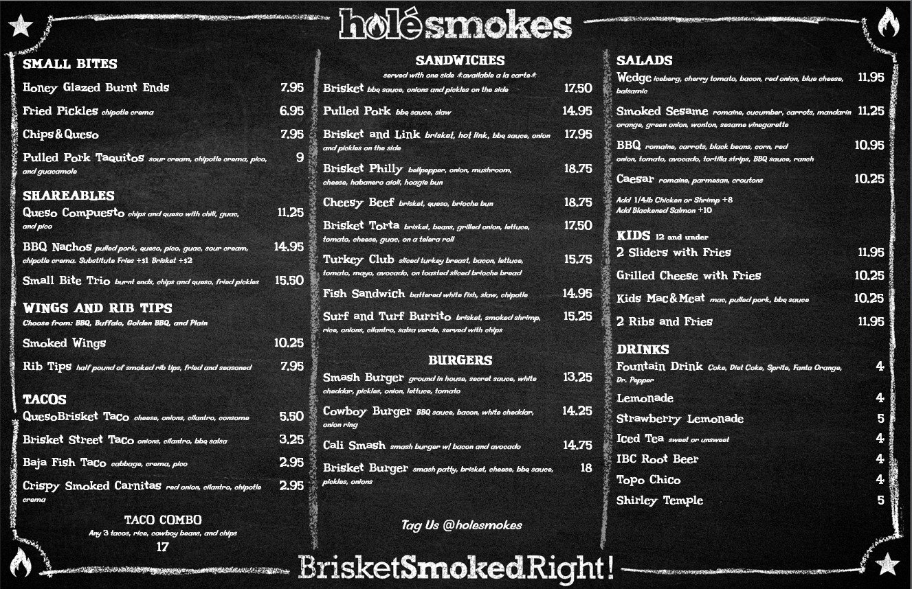 Menu — Holé Smokes