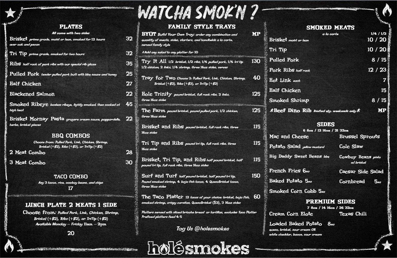 Menu — Holé Smokes