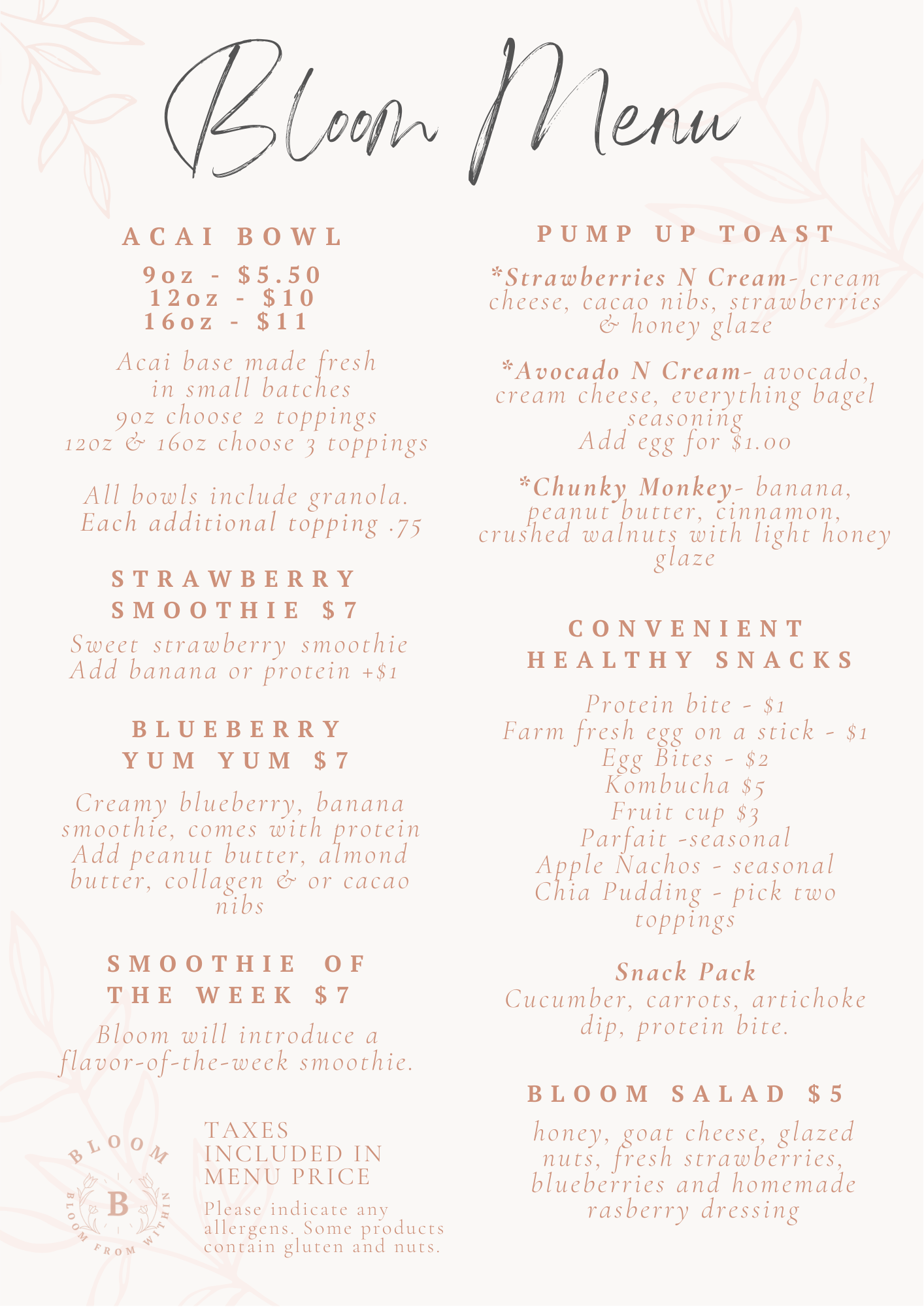 Menu 1 — Bloom