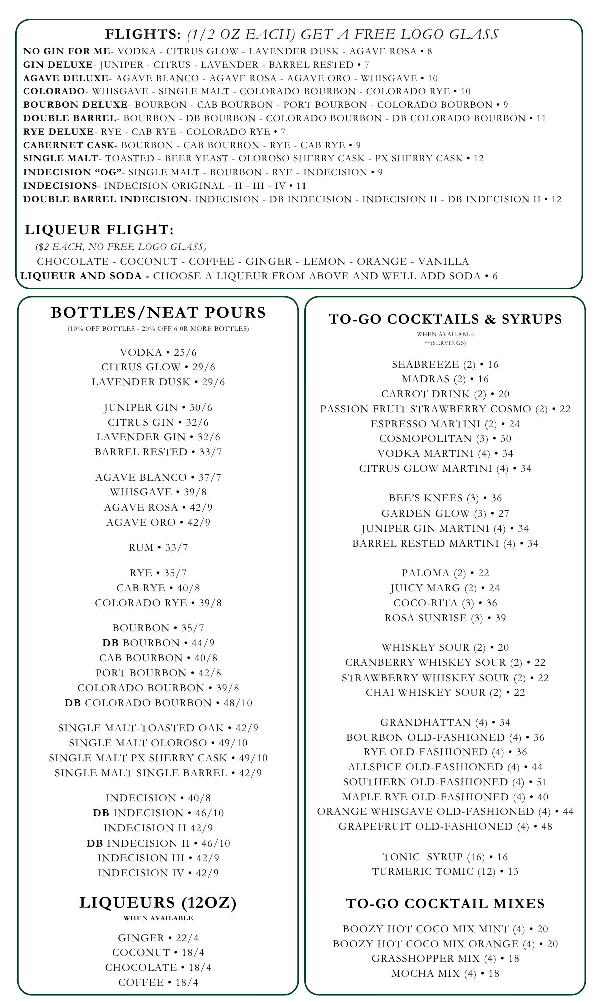 Menu — Fraser Valley Distilling