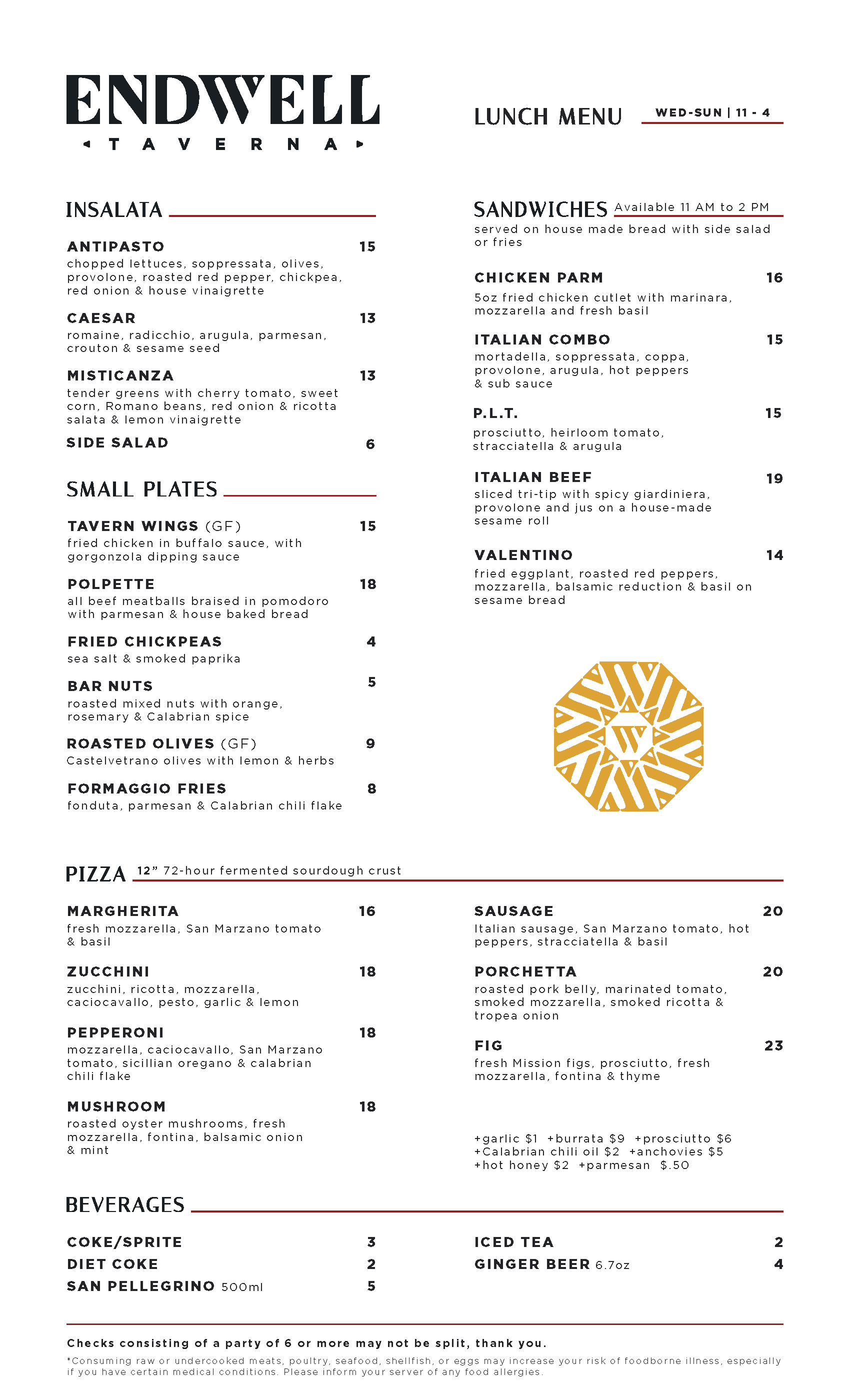 Menu — Endwell Taverna Logo