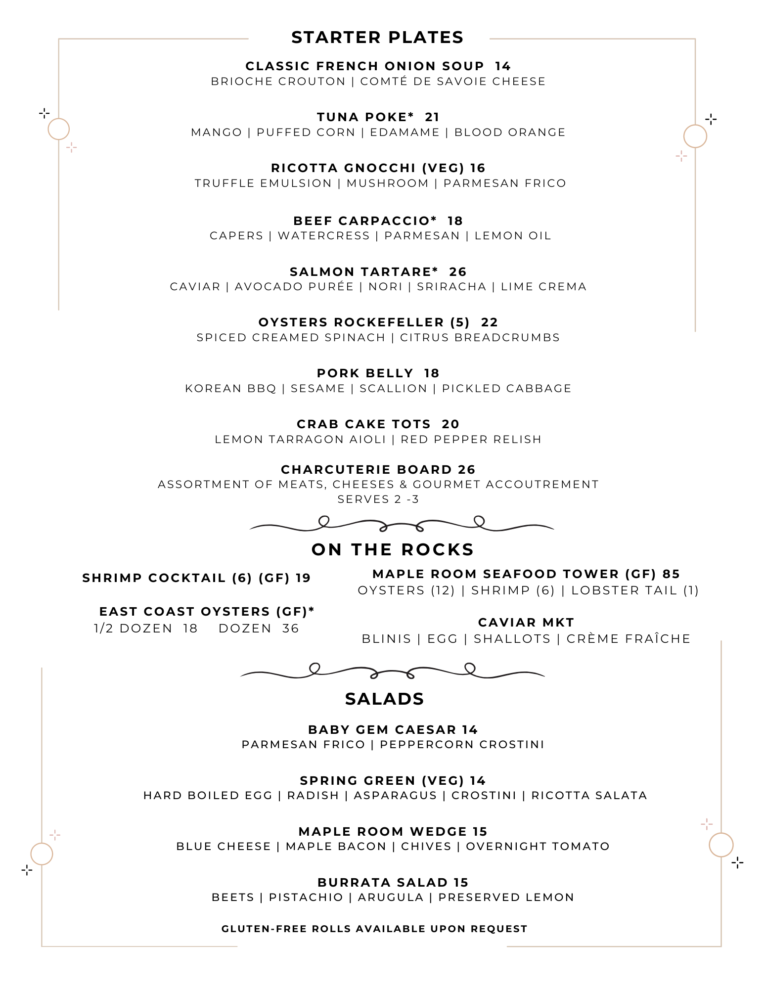 Dinner Menu — The Maple Room