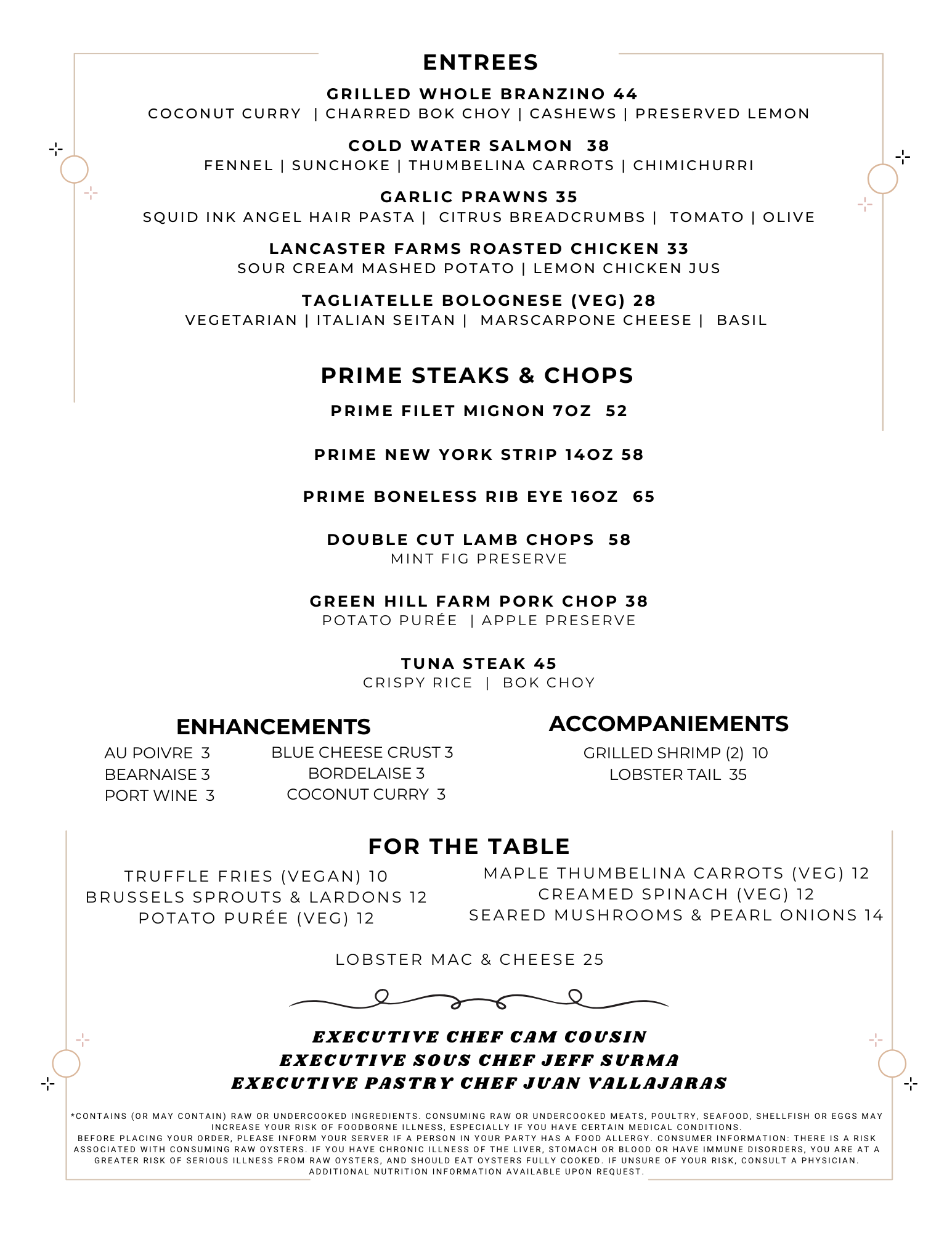 Dinner Menu — The Maple Room