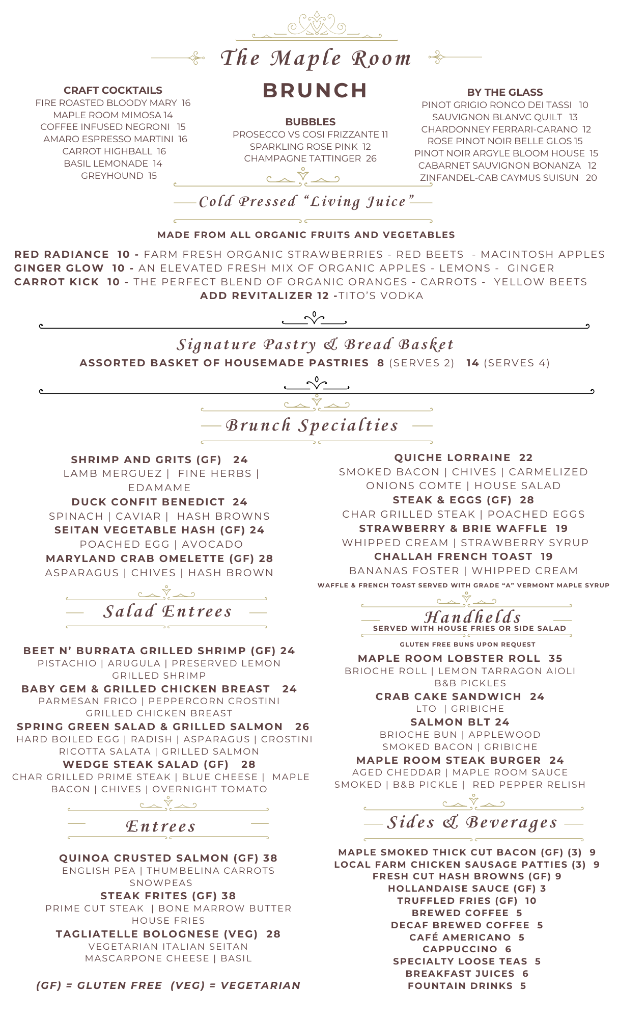 Brunch Menu — The Maple Room