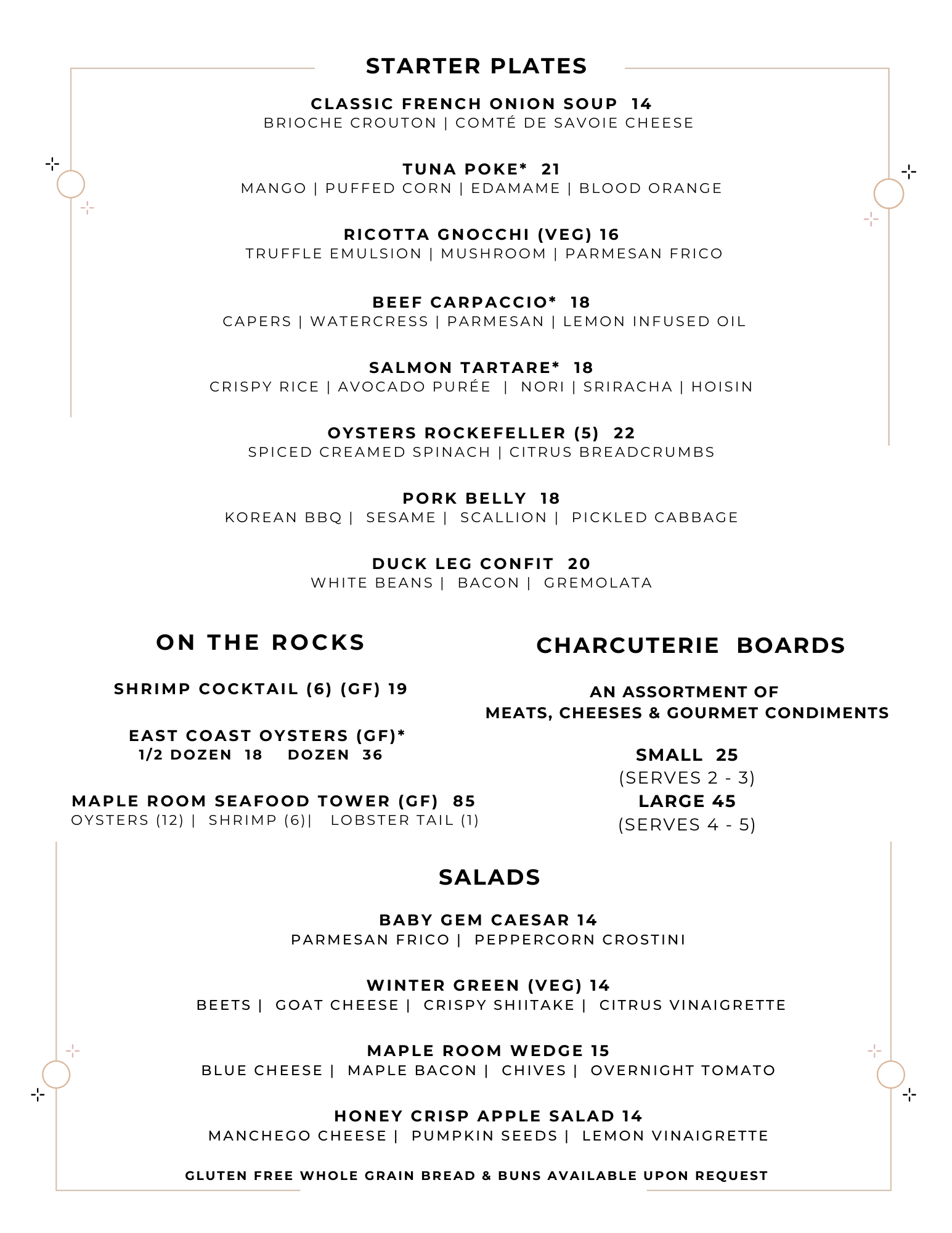 Dinner Menu — The Maple Room