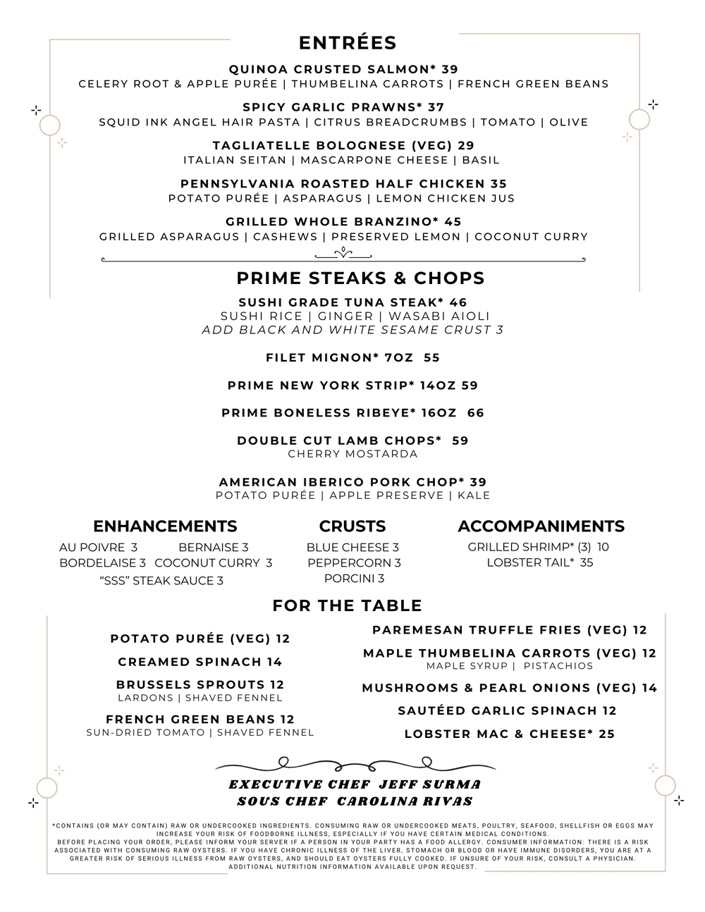 Dinner Menu — The Maple Room