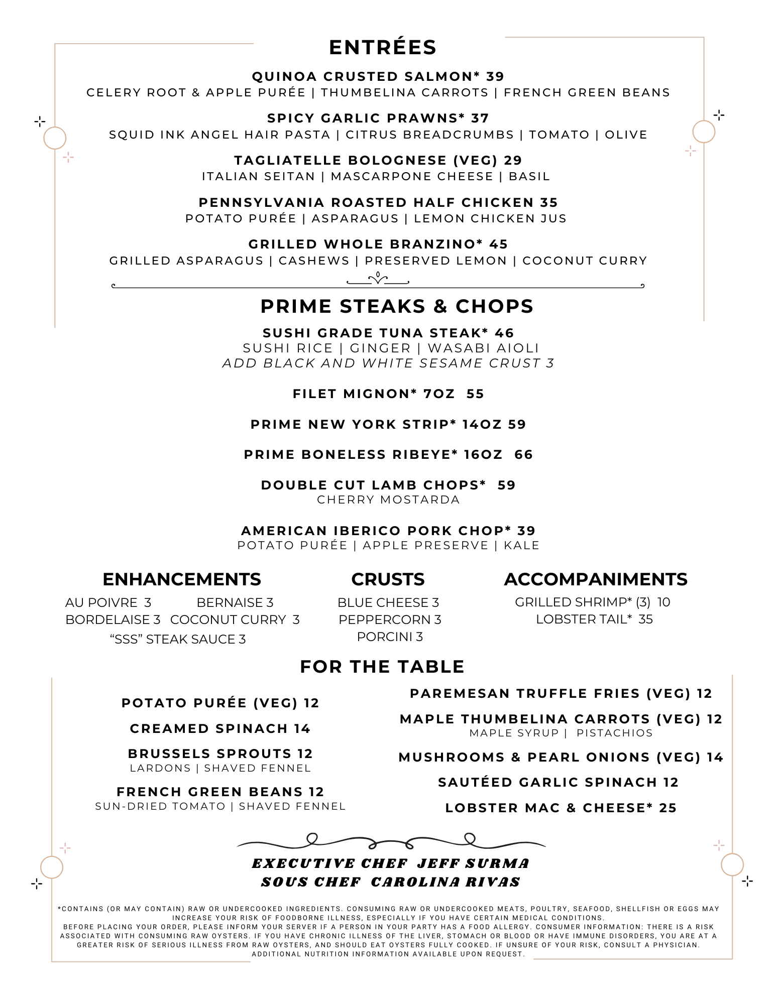 Dinner Menu — The Maple Room