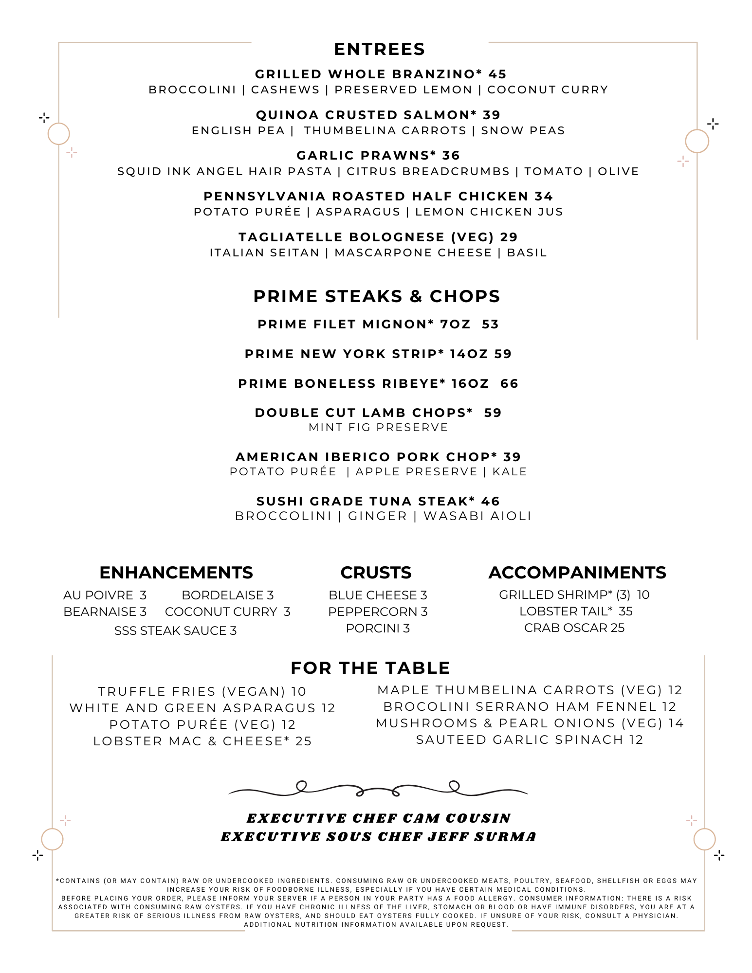 Dinner Menu — The Maple Room