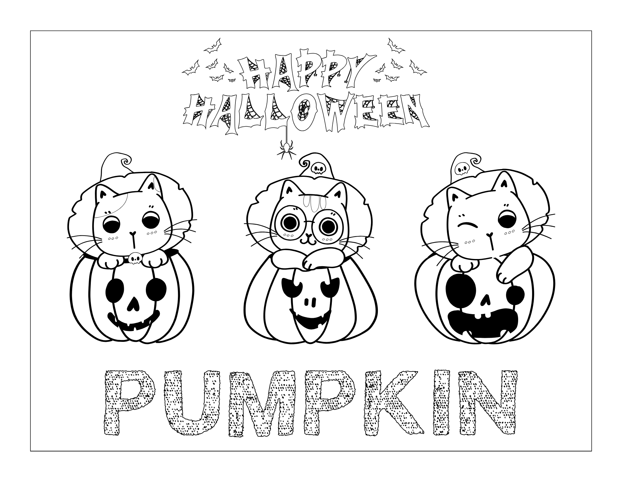 Cute Halloween Cat Coloring Page