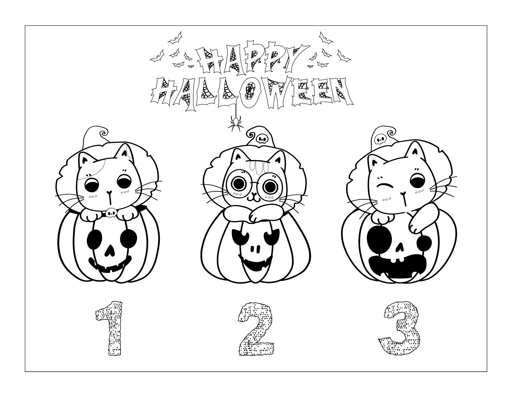 Happy Halloween Cat Coloring Pages