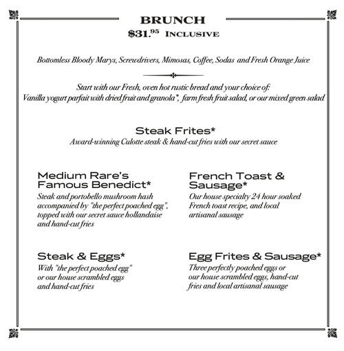 BRUNCH — Medium Rare Restaurant