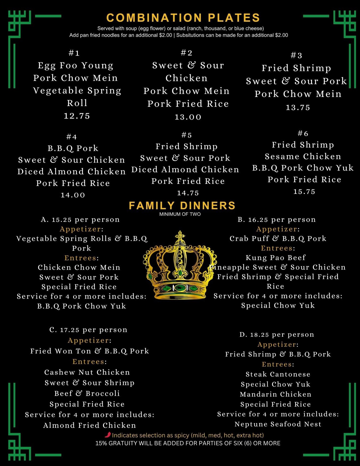 Dinner — Golden Crown Restaurant