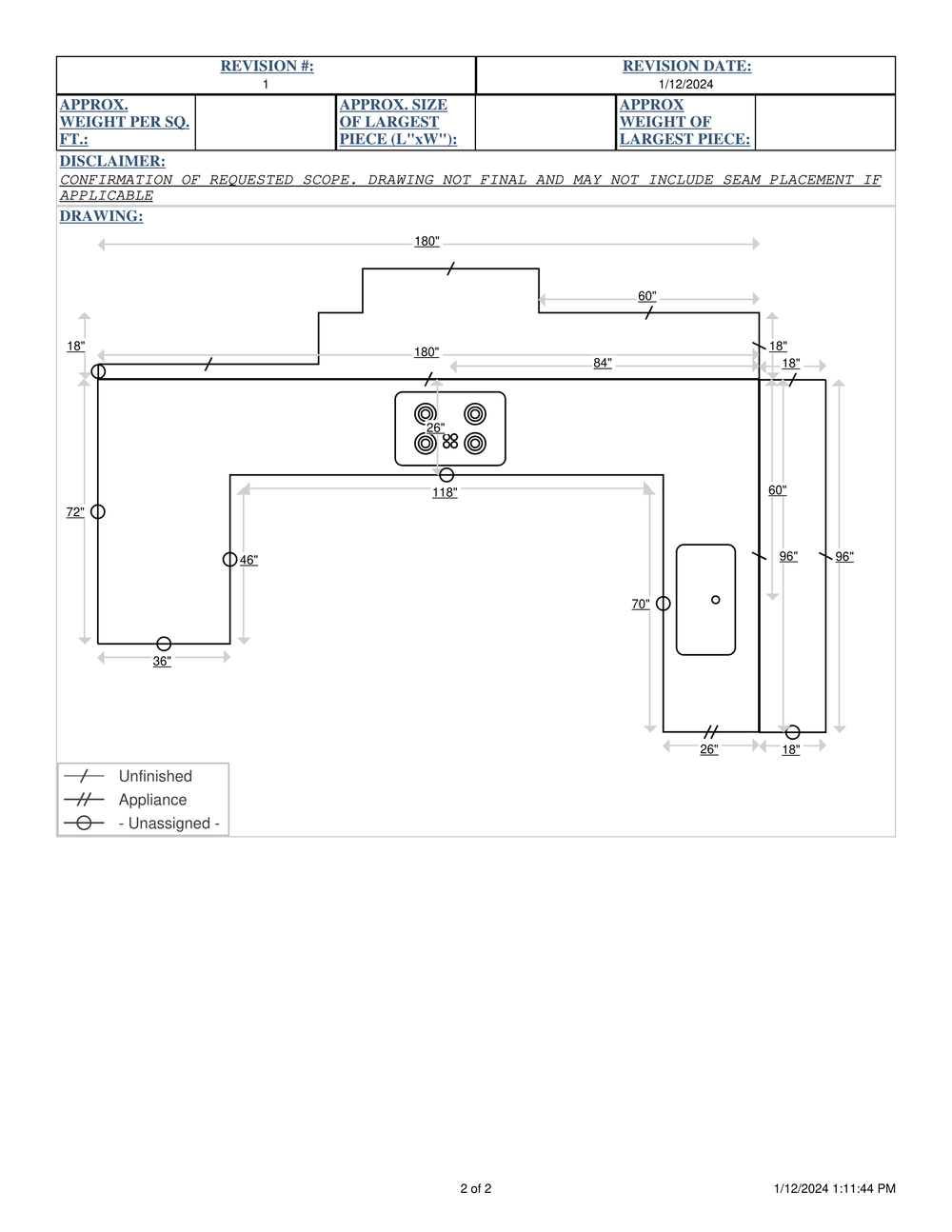 Countertop Estimate — Romarts Marble & Granite