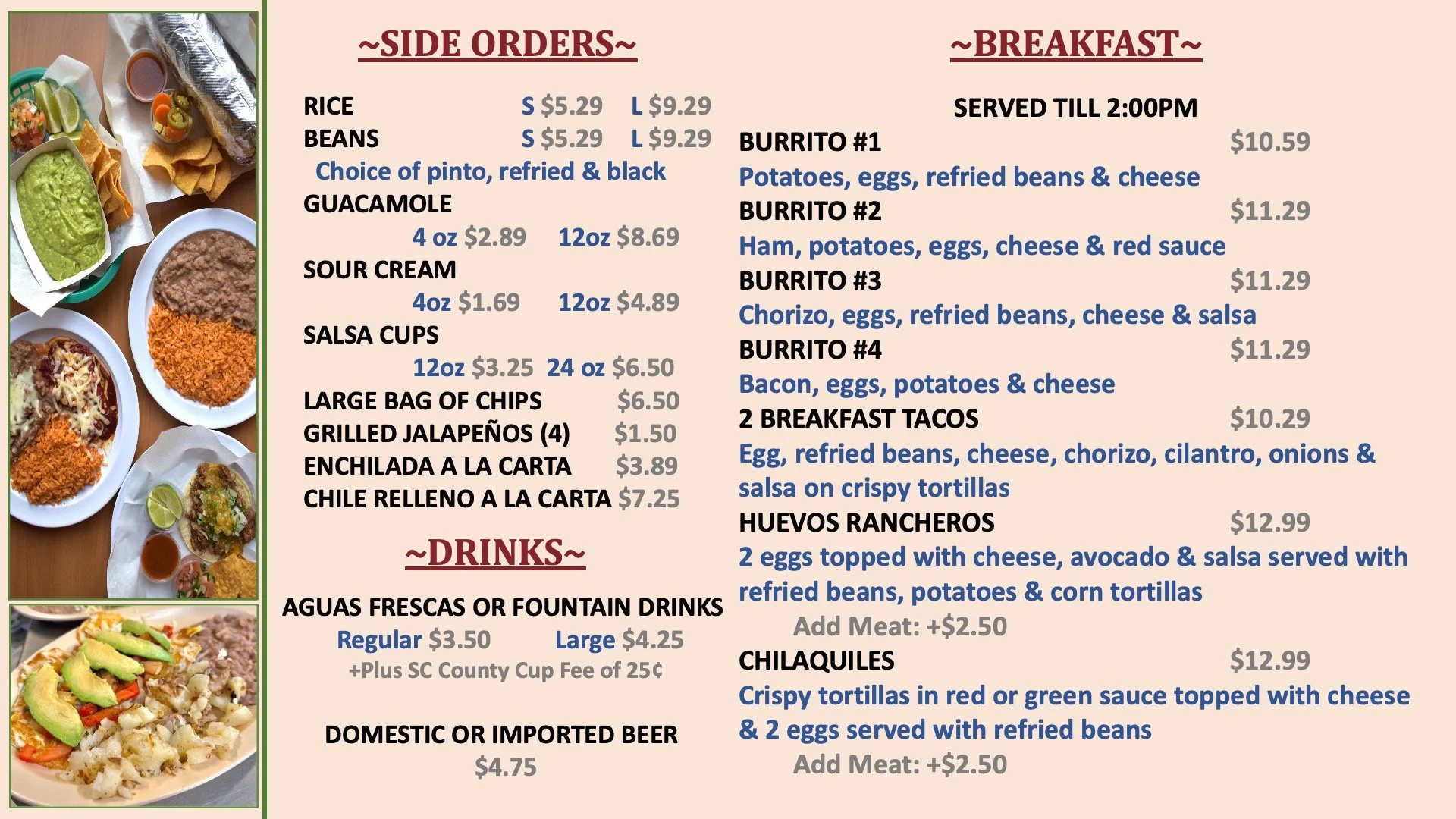 Menu — Taqueria Los Gordos
