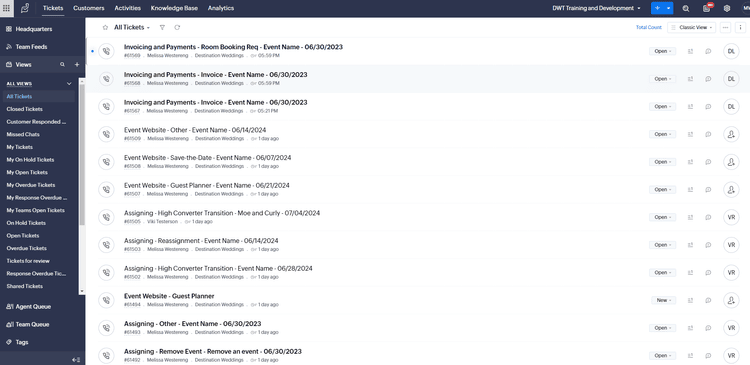 Destination Weddings Travel Group Ticketing System — Missy Westereng