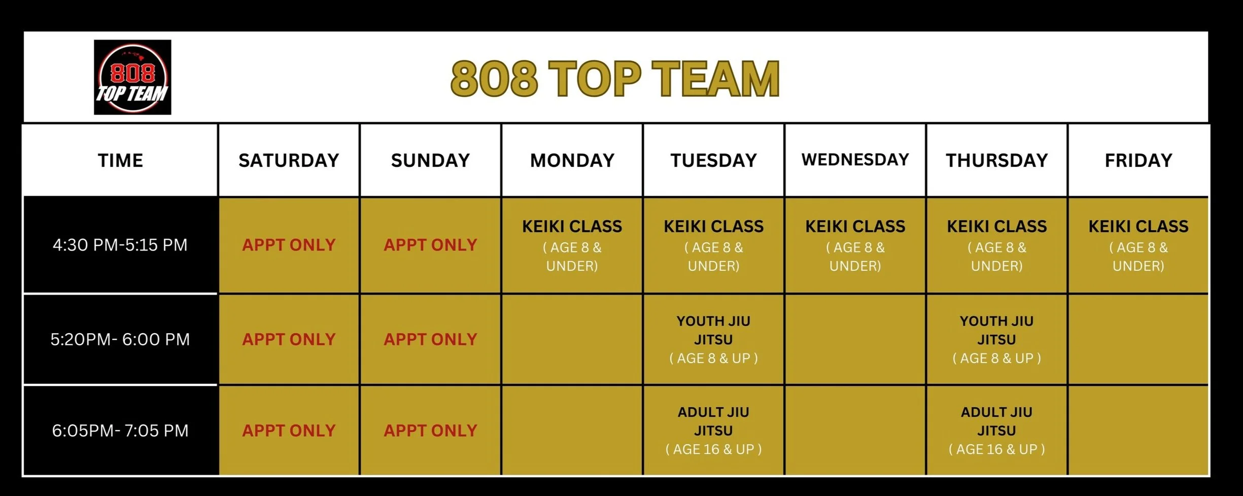 Schedule — Iron Kingz