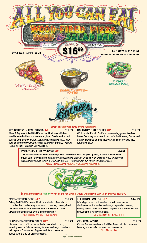 Dine-In Food Menu & Drink Menu — Woody's Wood-Fired Pizza