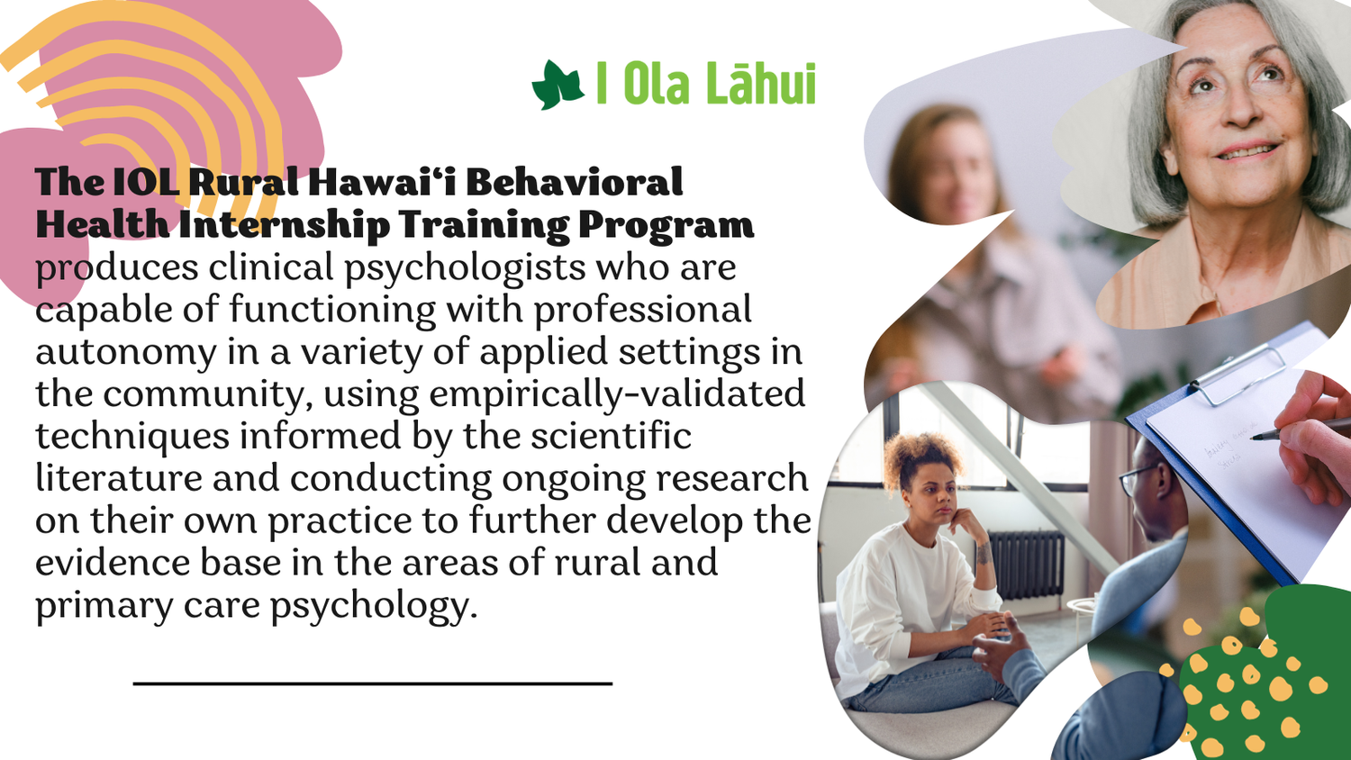Psychology Training — I Ola Lahui, Inc.