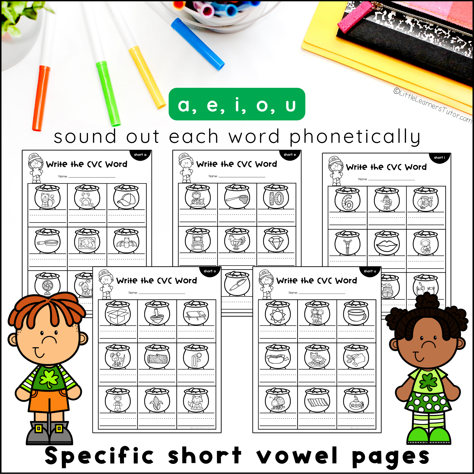 St. Patrick's Day CVC Words Short Vowel March Phonics Morning Work ...