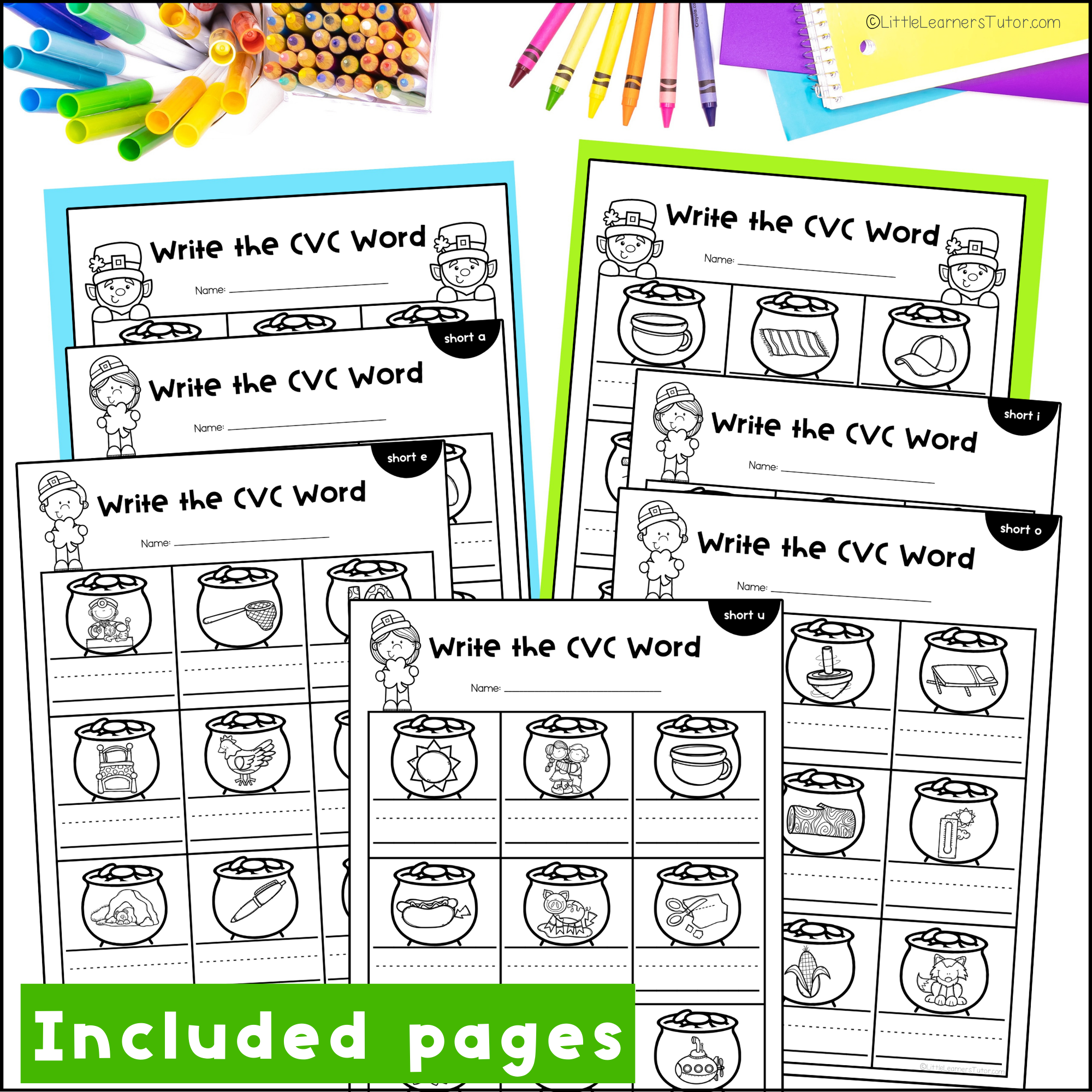 St. Patrick's Day CVC Words Short Vowel March Phonics Morning Work ...